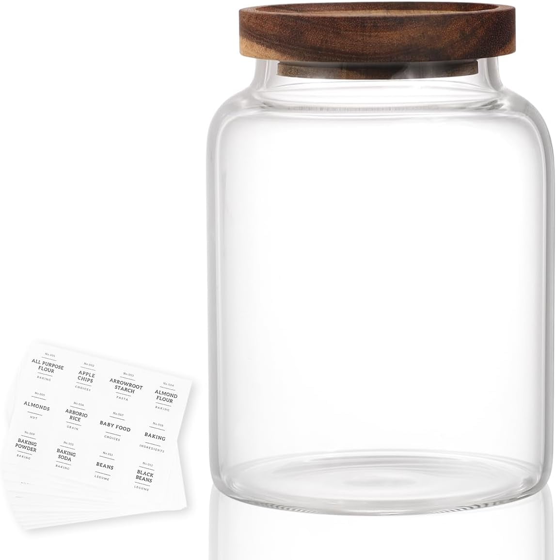 High Borosilicate Glass Jar with Airtight Acacia Lid and 132 Kitchen ...