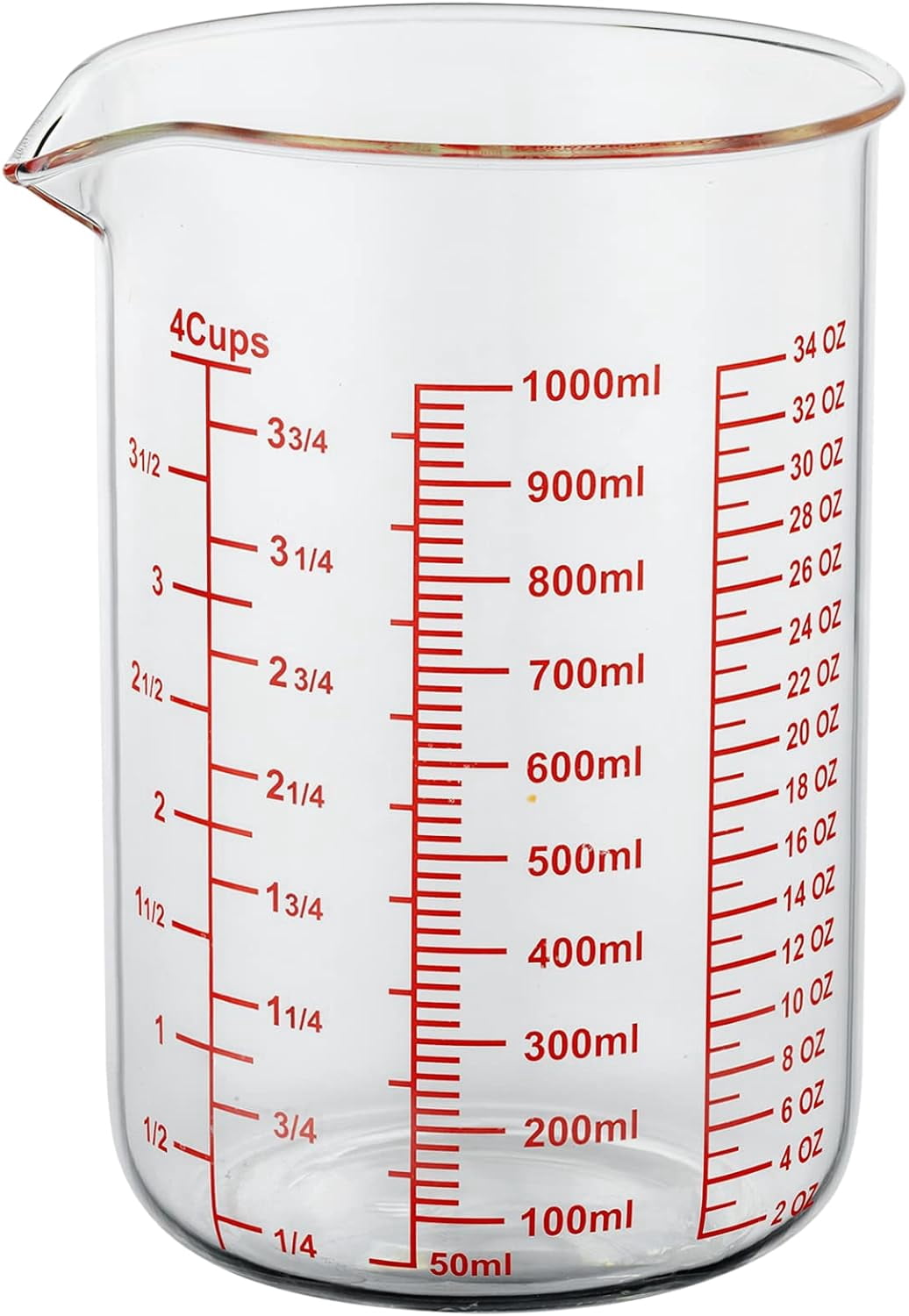 High Borosilicate Glass Measuring Cup with V-Shaped Spout, Easy-to-Read ...