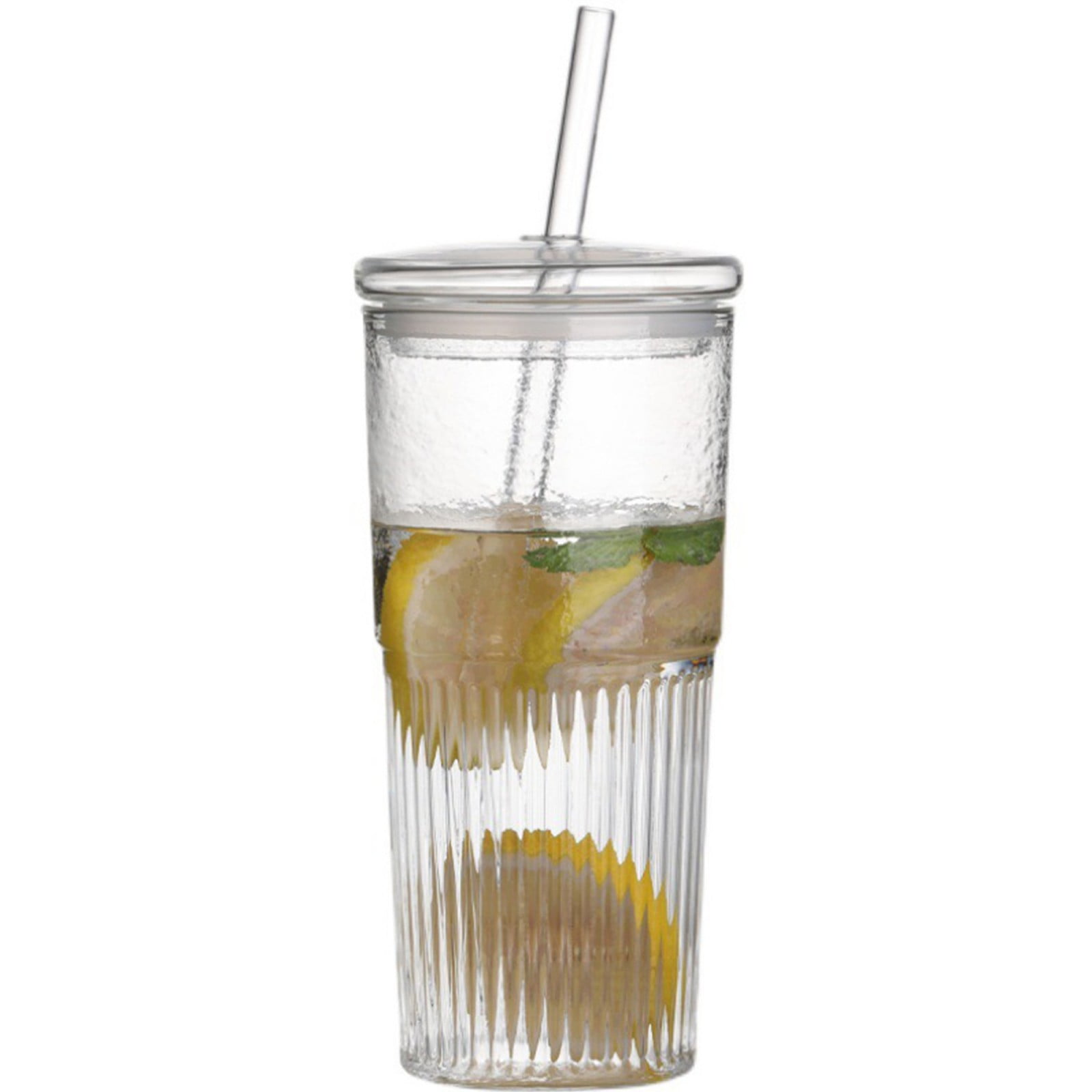 High Borosilicate Glass Tumbler Cup with Lid and Straw, 20oz Iced ...