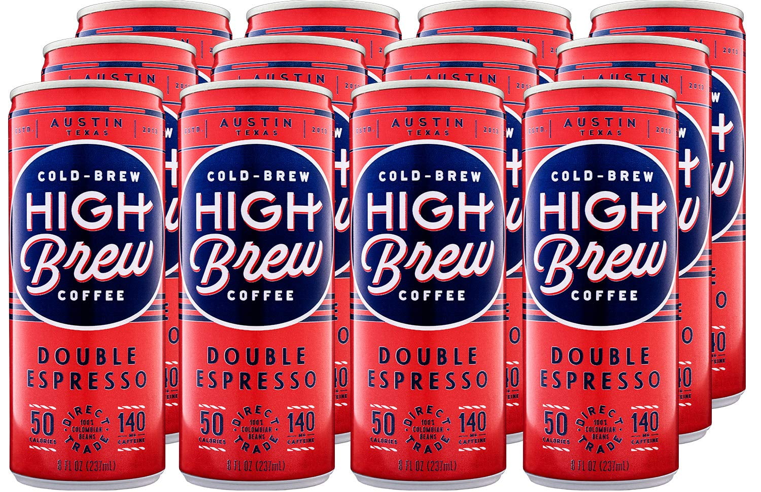 Strong High Brew Coffee, Cold Brew, Double Espresso, 8 Fl Oz Can (Pack ...