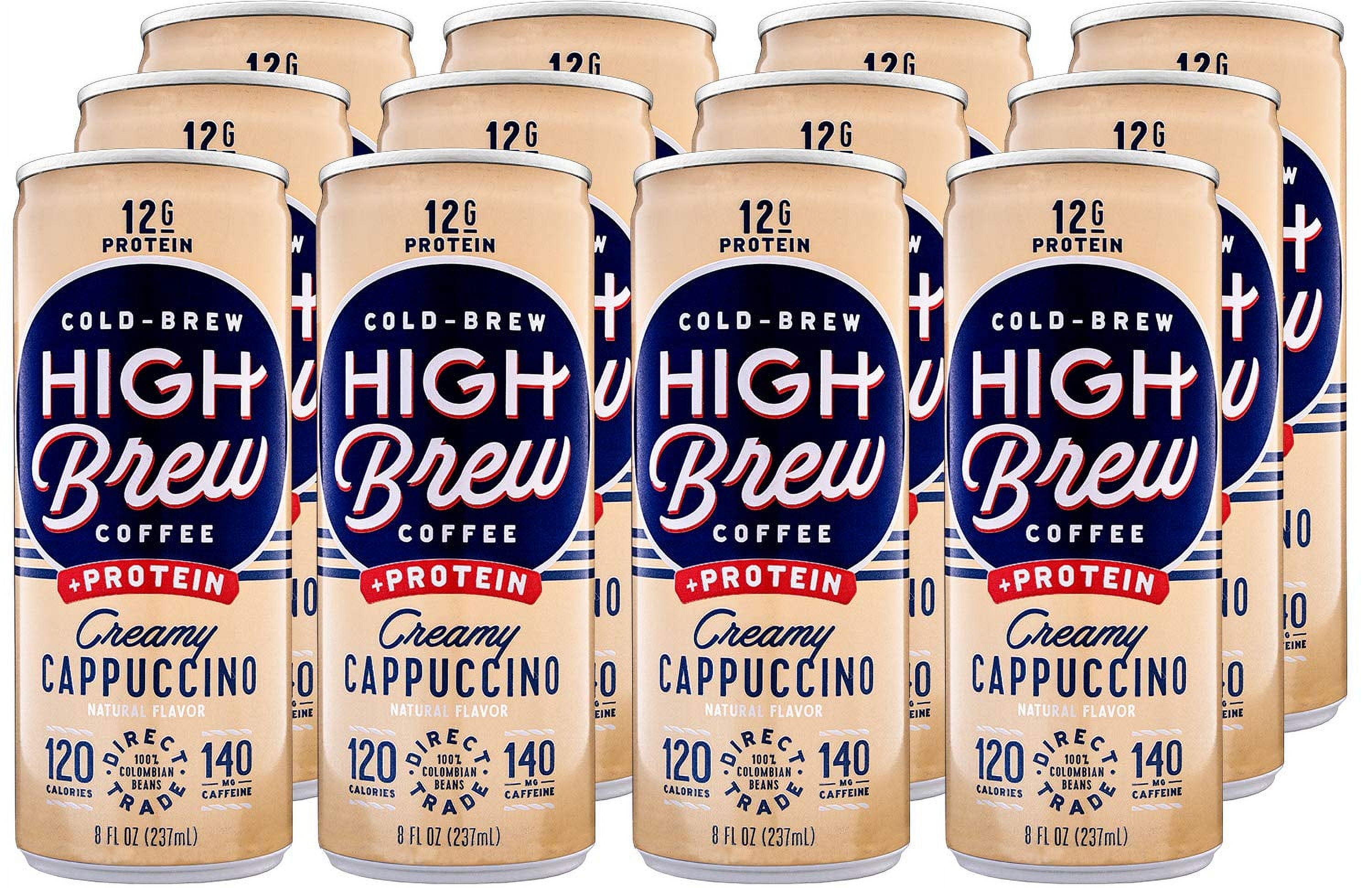 High Brew Coffee Cold Brew Creamy Cappuccino Plus Protein, 8 Fl Oz, 12 ...