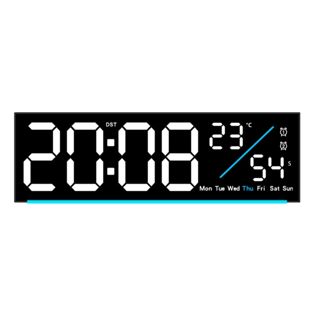 High Brightness LED Digital Clock Clear Display Time Date Temperature ...