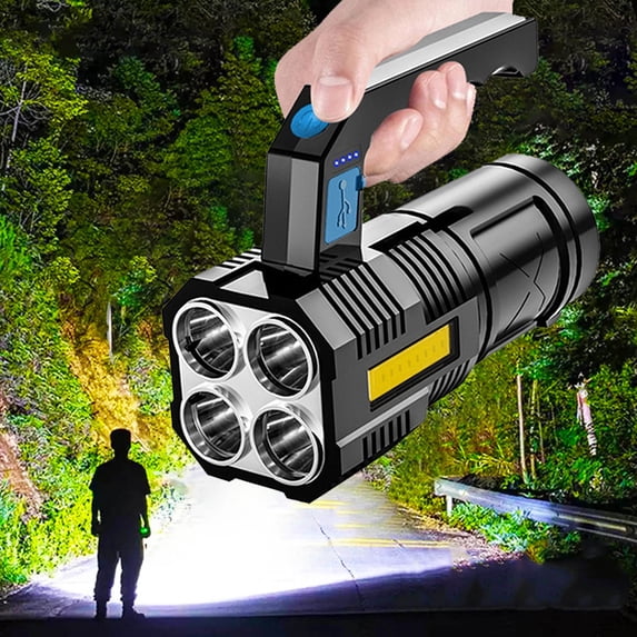 High Brightness LED Flashlight with Side Work Light, USB Rechargeable ...