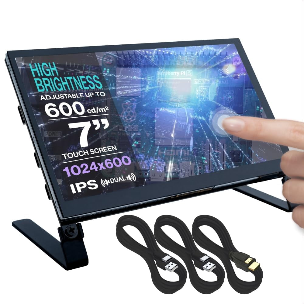 High Brightness Raspberry Pi 5 Touchscreen, Portable Mini Monitor with ...