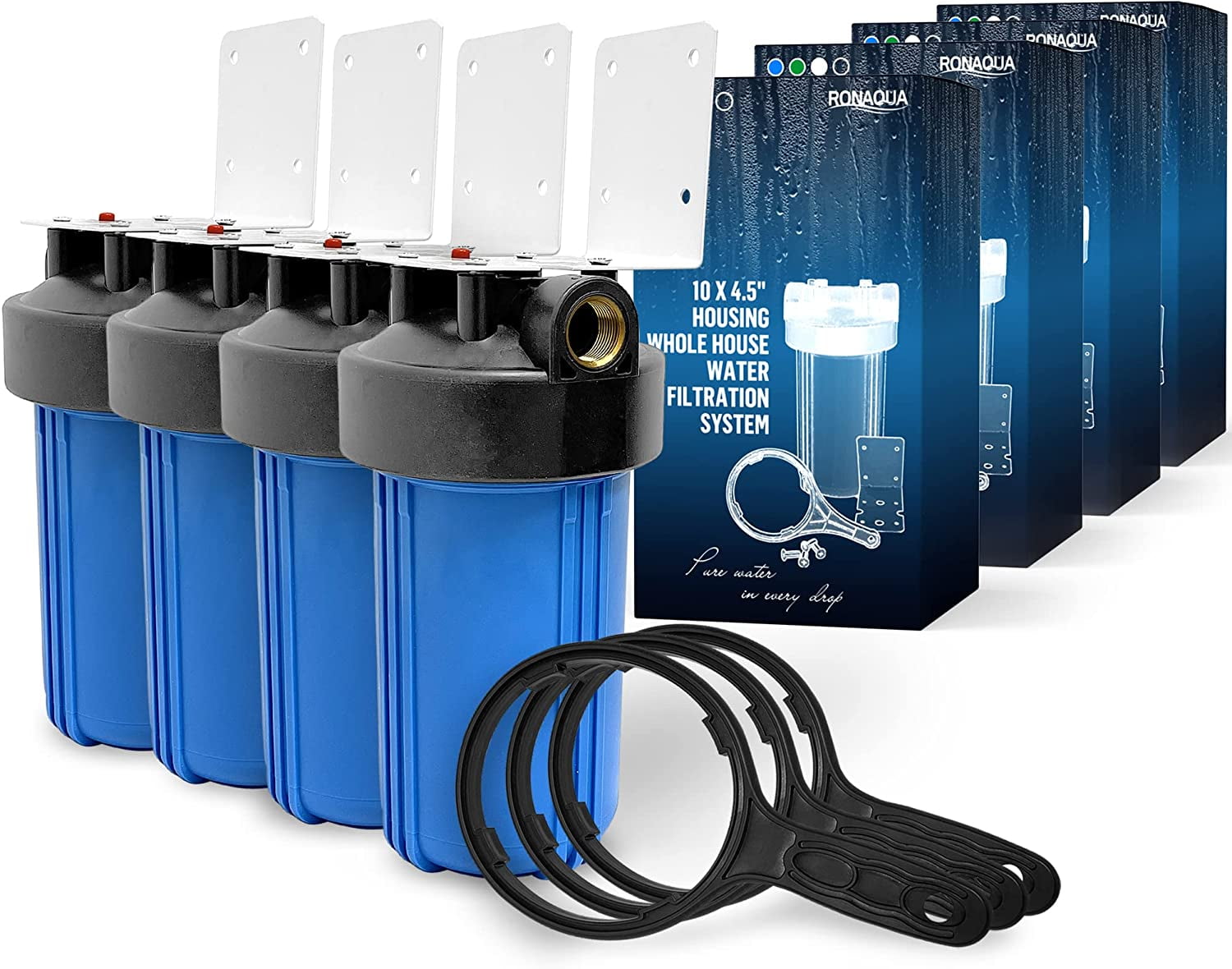 High Capacity 10 x 4.5 Whole House Filter Purifier System for Well or ...