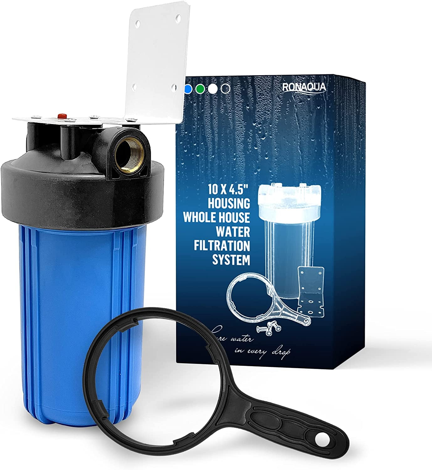 High Capacity 10 x 4.5 Whole House Filter Purifier System for Well or ...