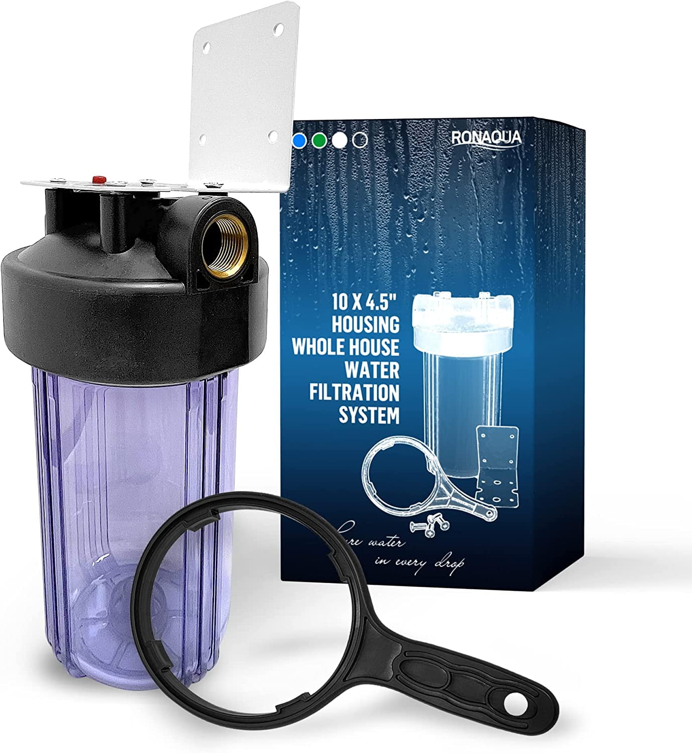 High Capacity 10 x 4.5” Whole House Filter Purifier System for Well or ...