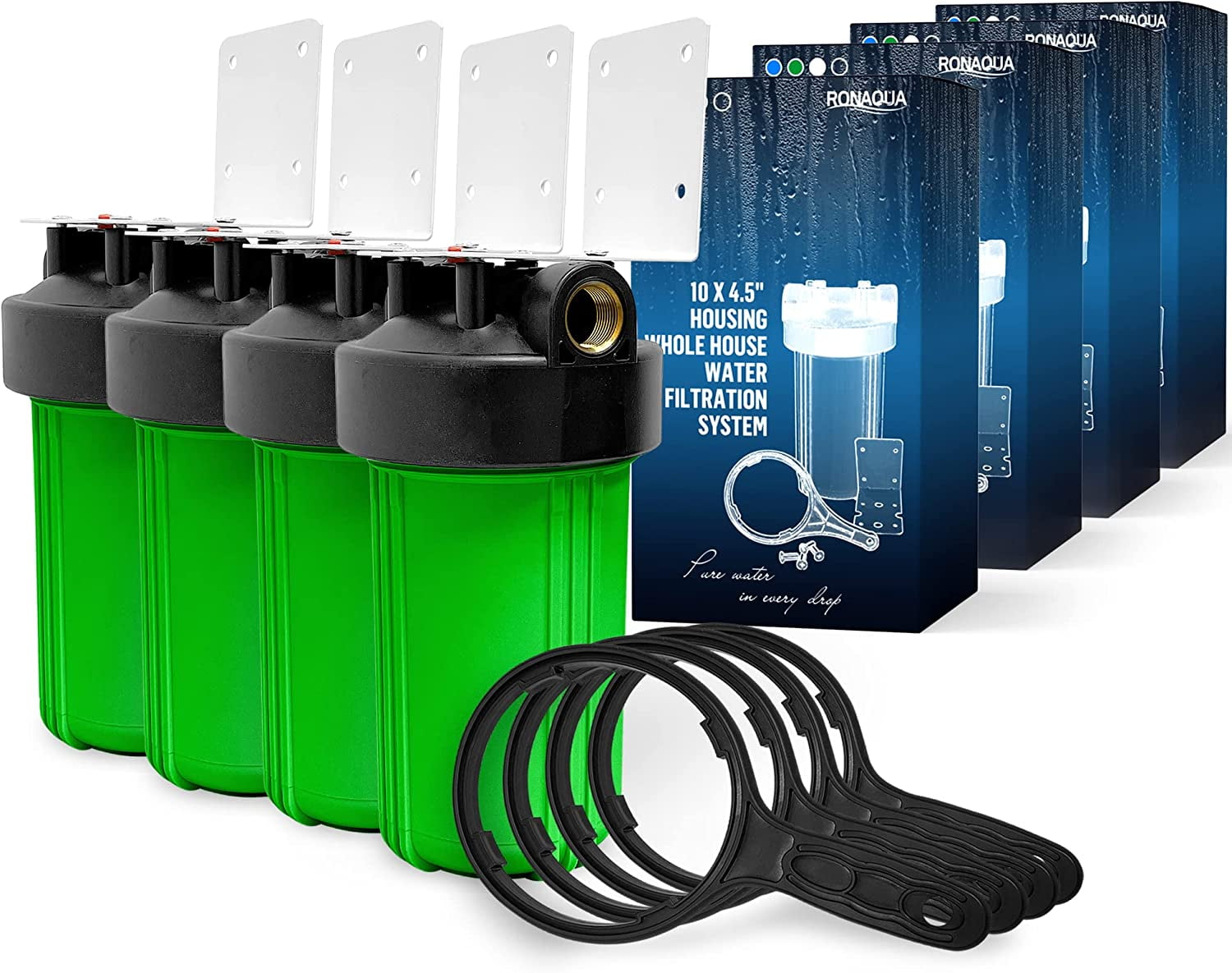 High Capacity 10 x 4.5” Whole House Filter Purifier System for Well or ...