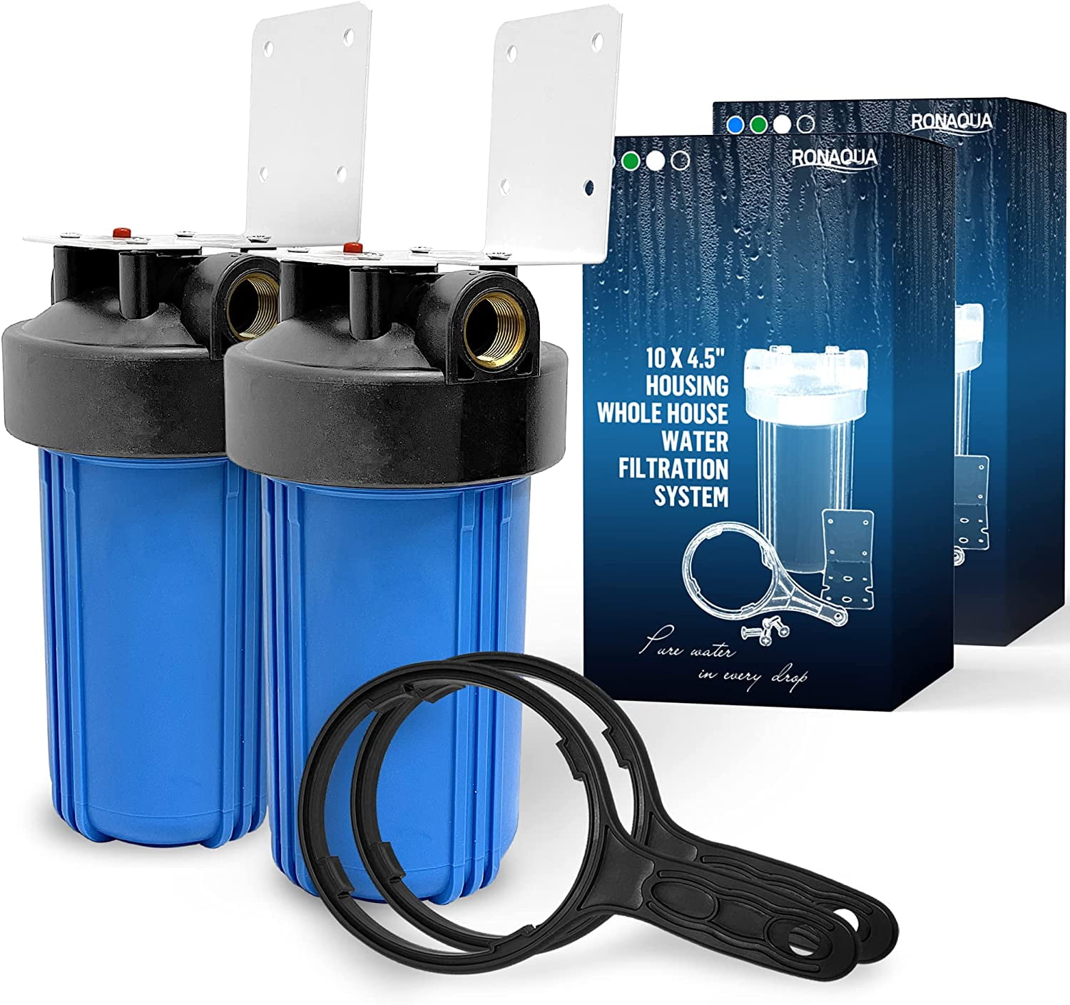 High Capacity 10 x 4.5” Whole House Filter Purifier System for Well or ...