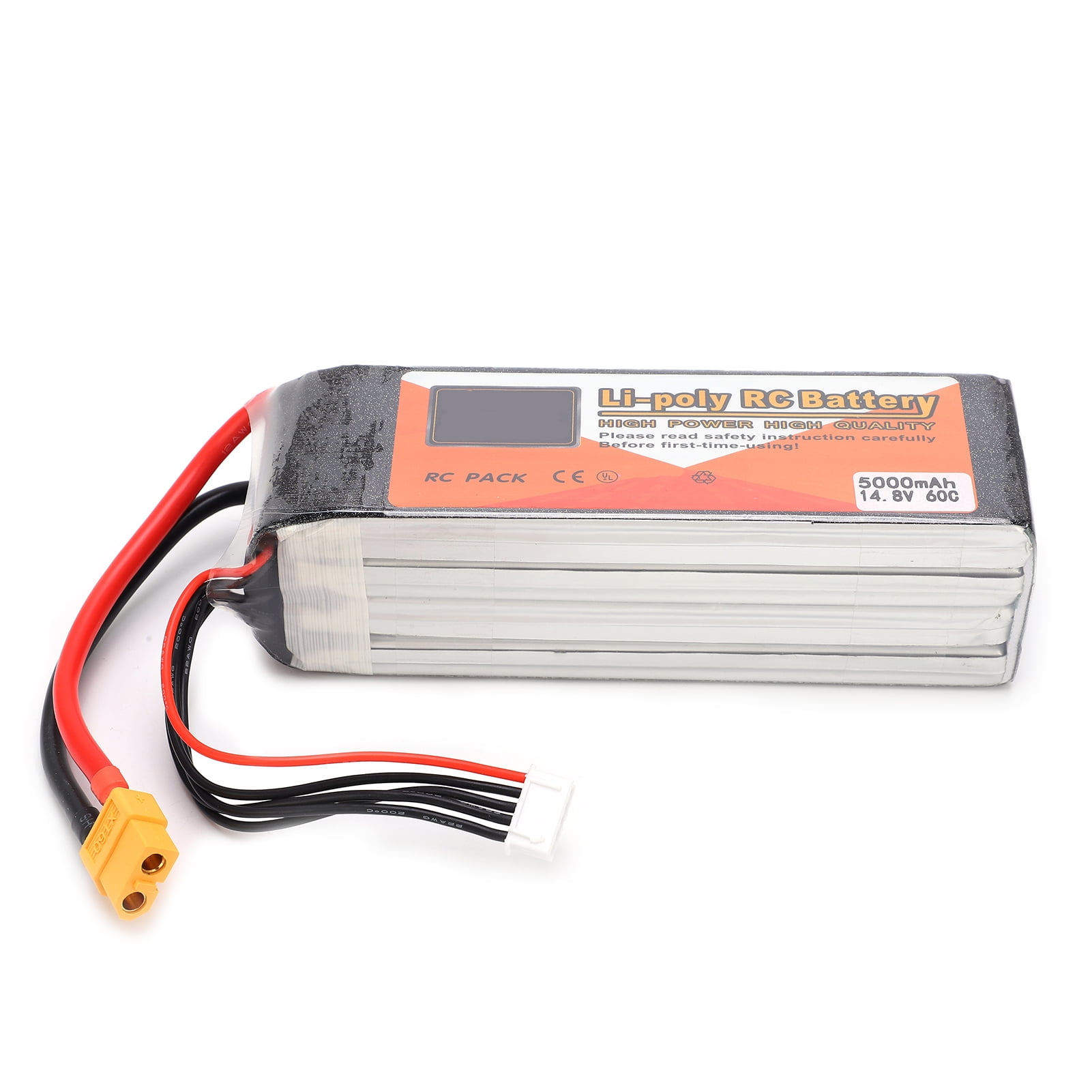 High,Capacity 14.8V 5000mAh 60C LiPo Battery, XT60 Connector For Racing ...