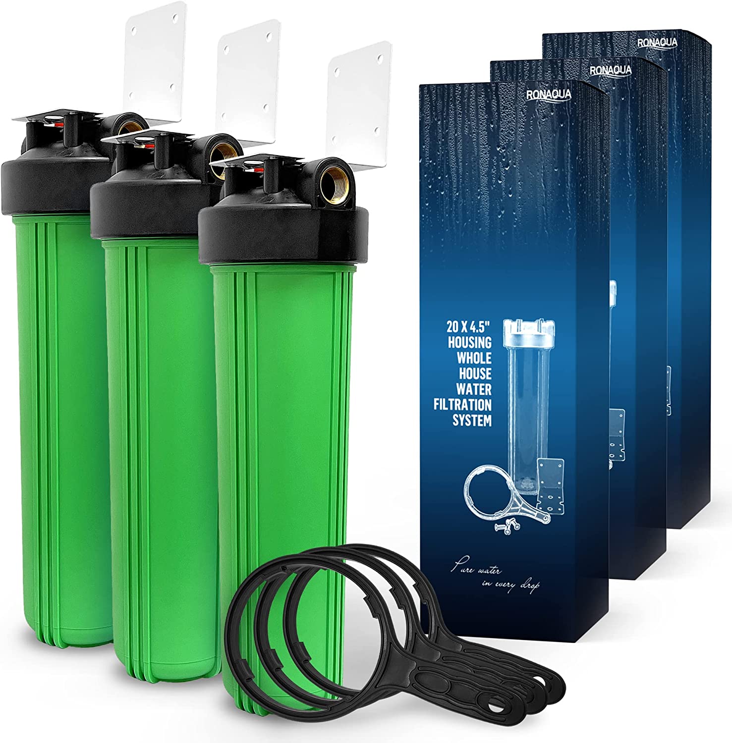 High Capacity 20 x 4.5” Whole House Filter Purifier System for Well or ...