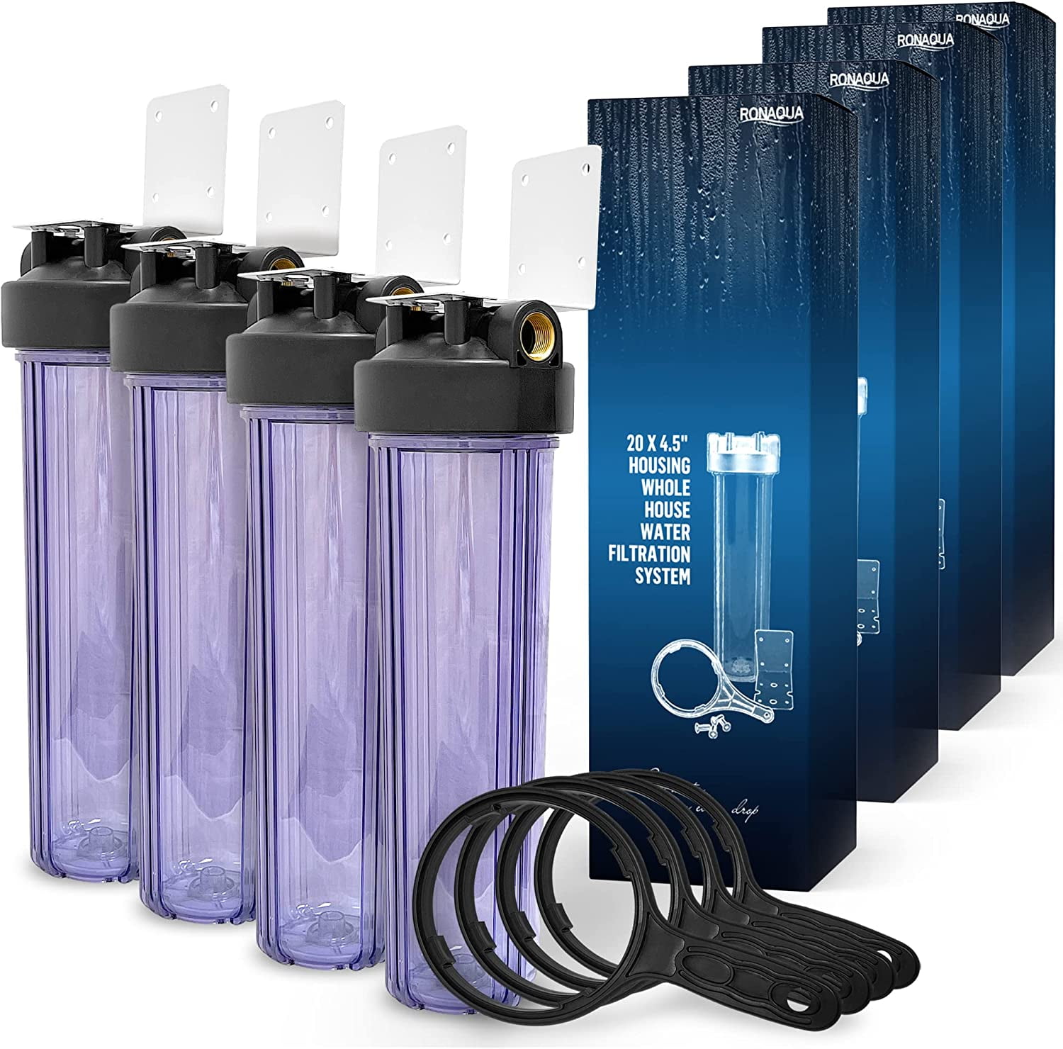 High Capacity 20 x 4.5” Whole House Filter Purifier System for Well or ...