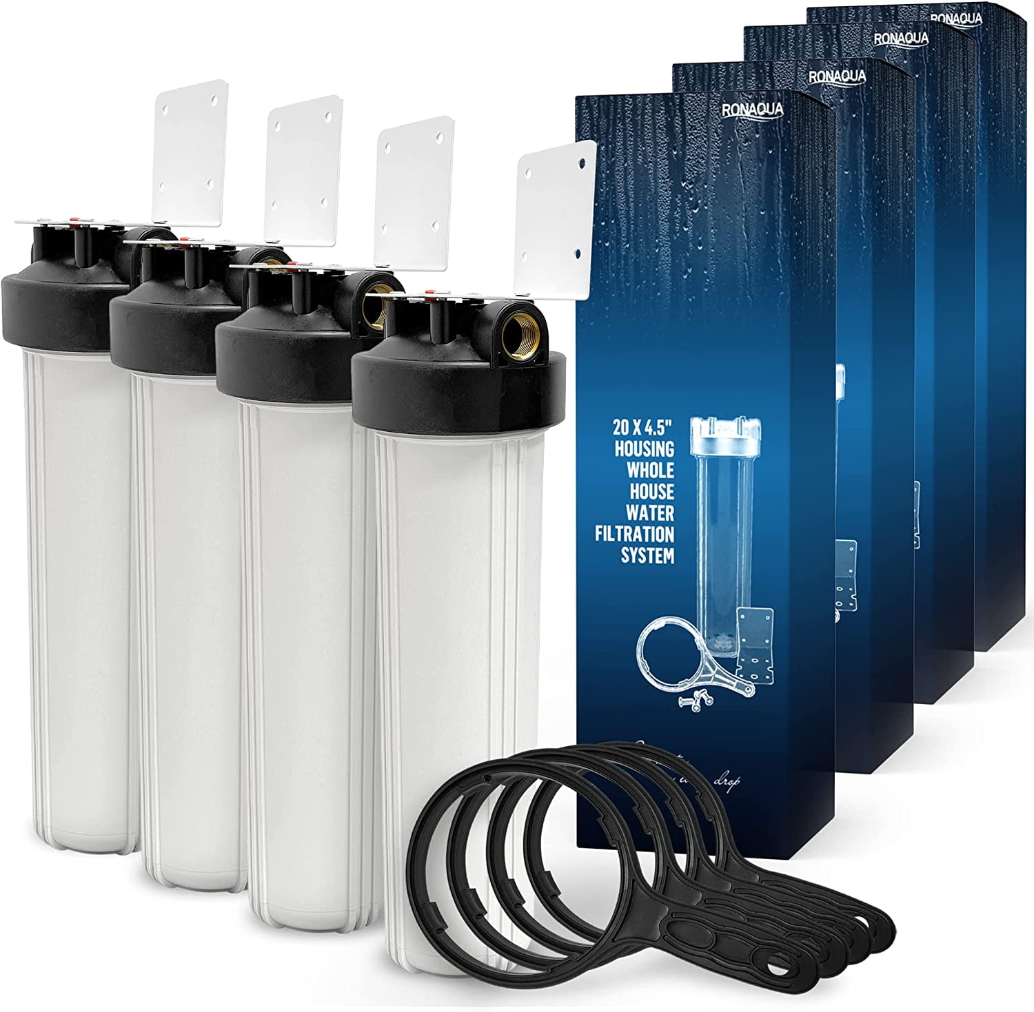 High Capacity 20 x 4.5” Whole House Filter Purifier System for Well or ...