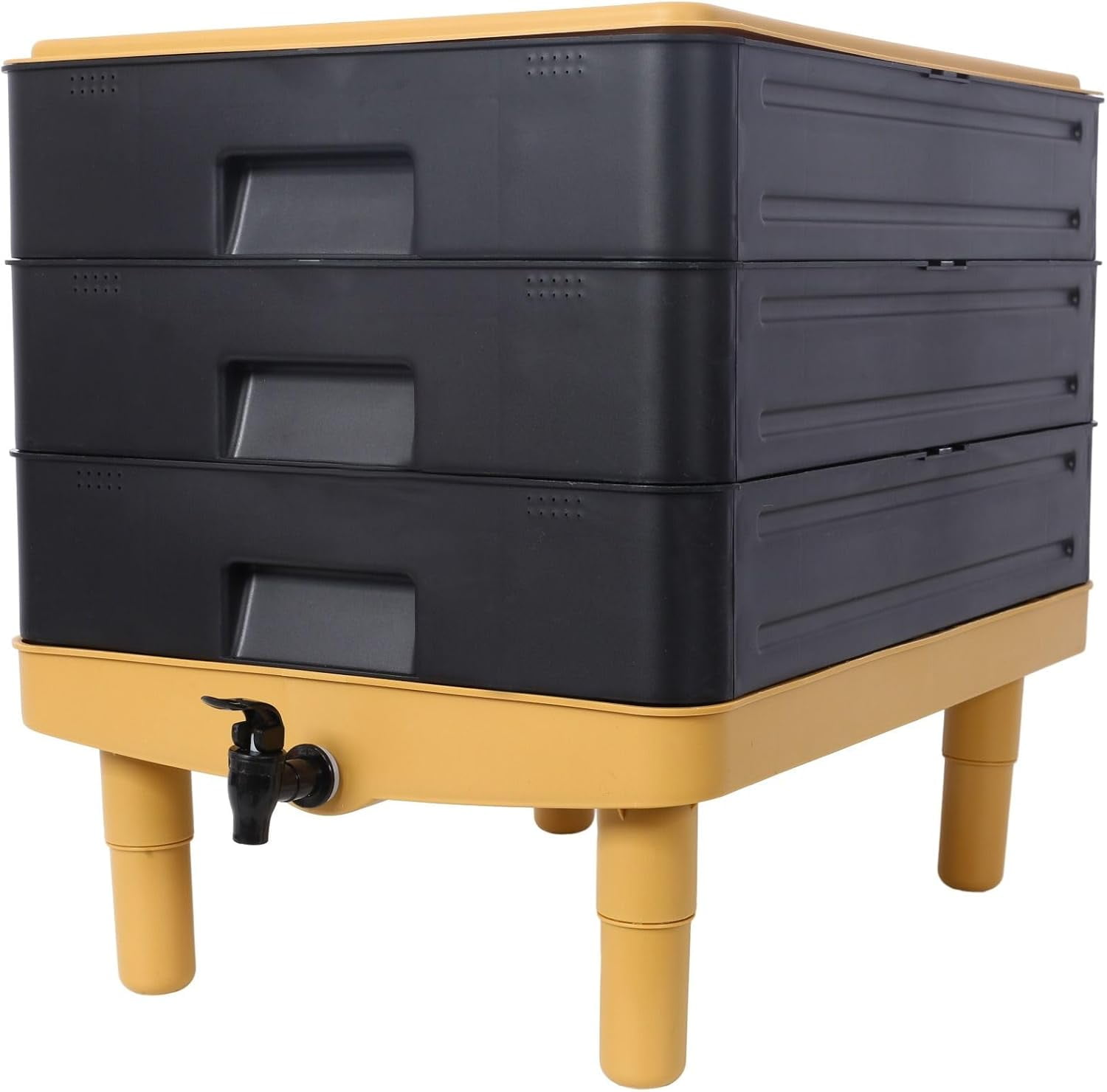 High-Capacity 3-Tray Worm Farm Composter - 65L Indoor/Outdoor ...