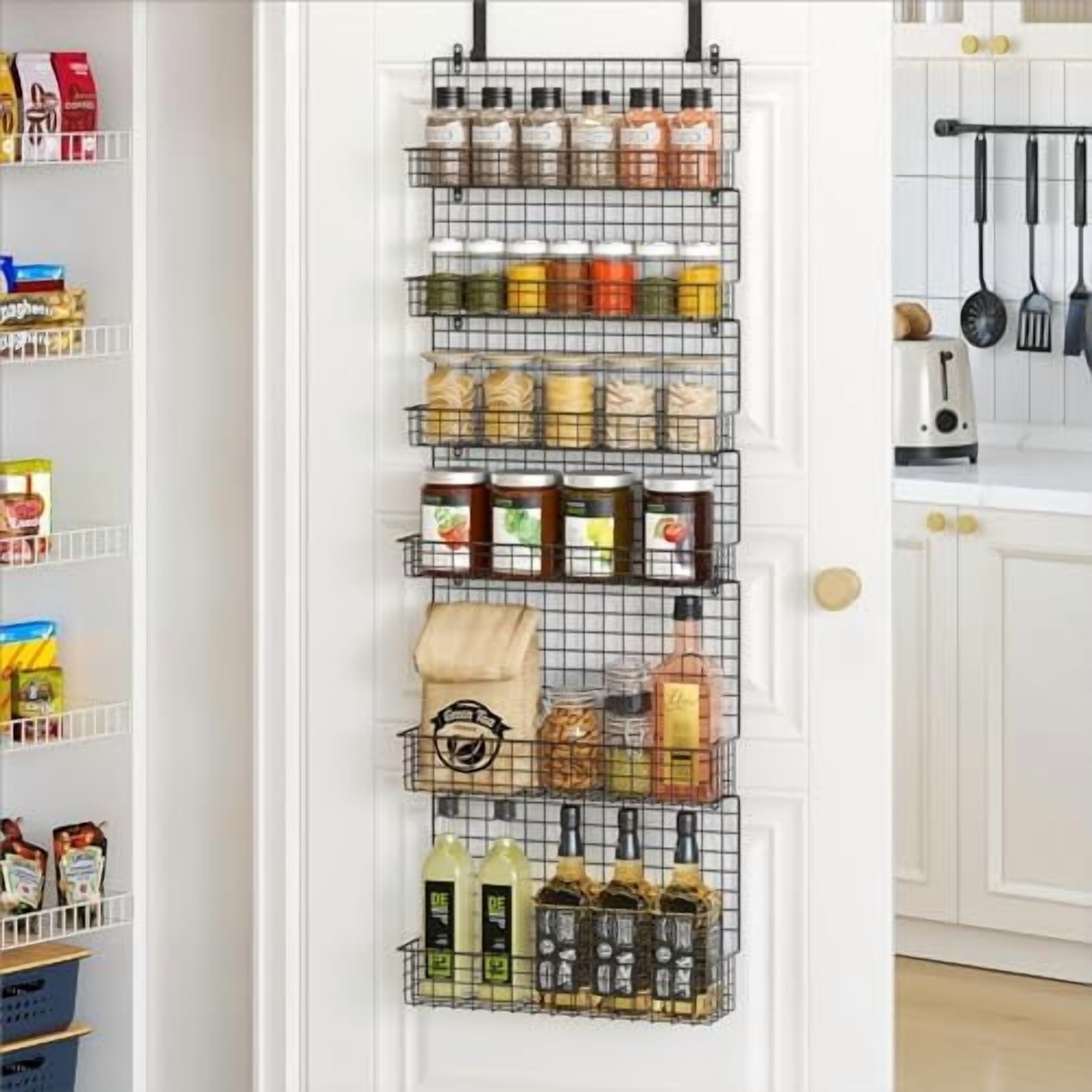 High Capacity 6-Tier Spice Rack Organizer with Door Hook, Wall-Mounted ...