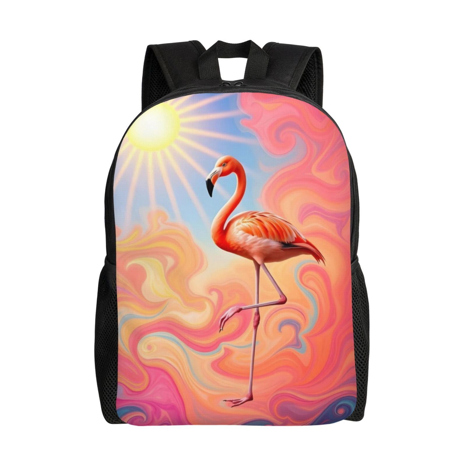 High Capacity A Painting Of A Flamingo With The Sun In The Backpack ...