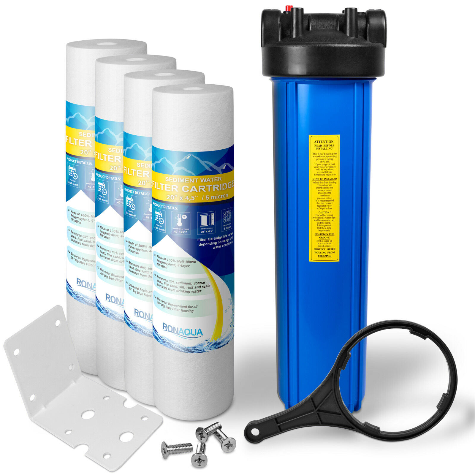 High Capacity Blue Whole House Water Filter System with Sediment Filter ...