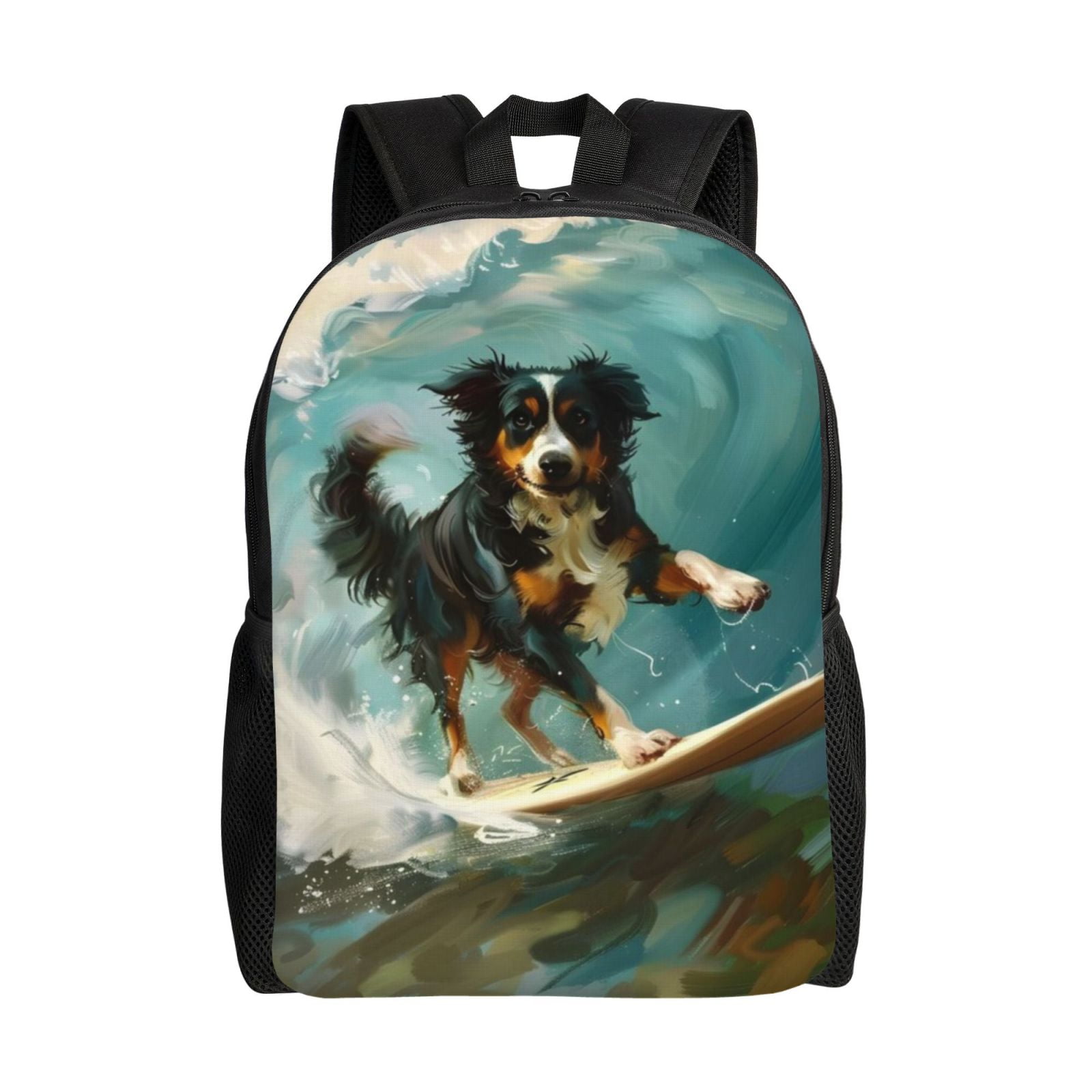 High Capacity Cute Dog Cruising On Surfboard Wave Digital Style To ...