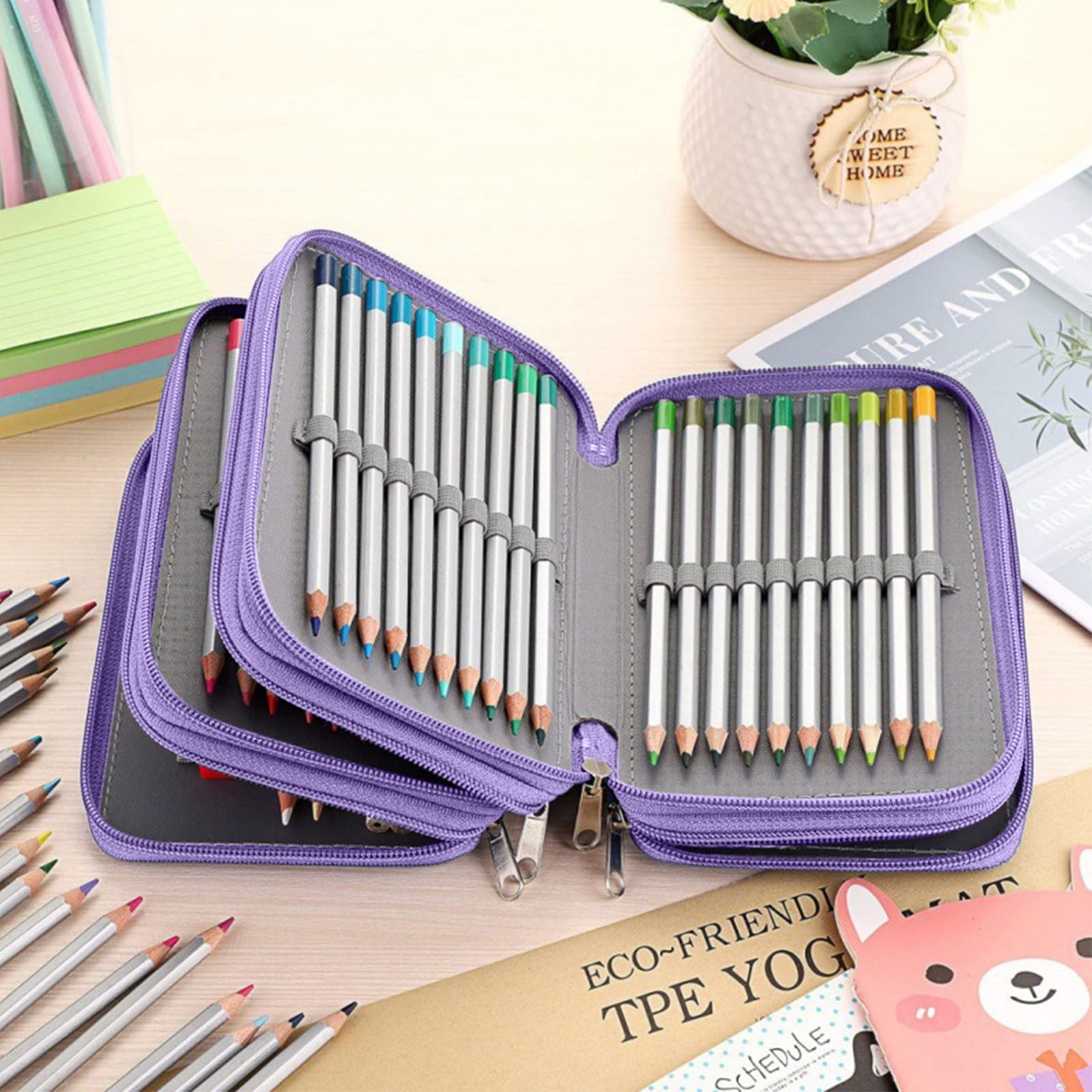 High Capacity Dual Removable Insert Artist Pencil Case 72-Color Storage ...