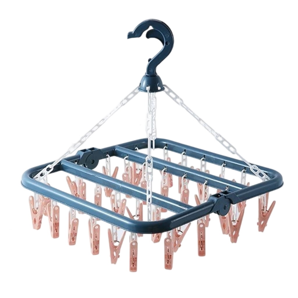 High Capacity Garment Hanger 32 Multiple Clips Space Efficient Foldable ...