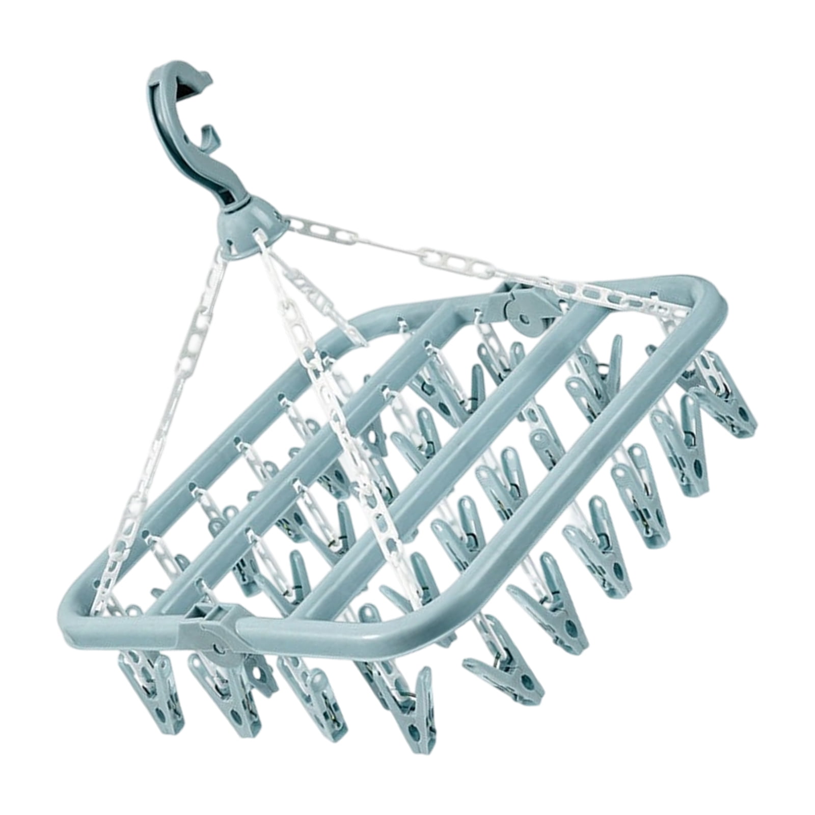 High Capacity Garment Hanger 32 Multiple Clips Space Efficient Foldable ...