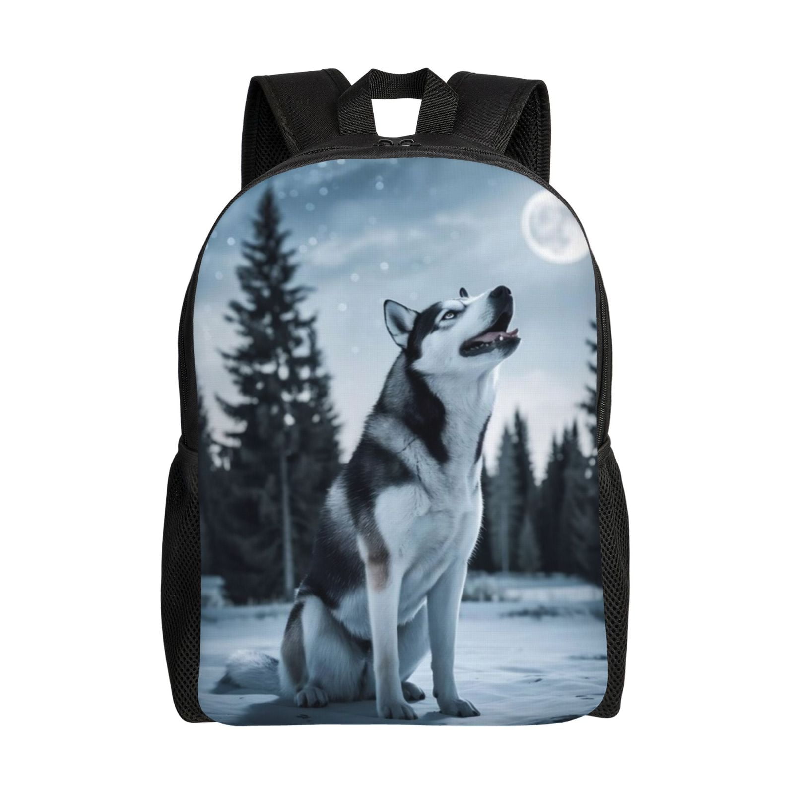 High Capacity Husky Dog Sitting Under The Moonlight Howling With Dreamy ...