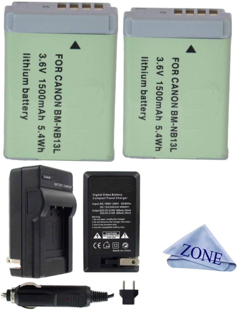 High-Capacity Replacement 2 NB-13L Batteries withTravel Charger for ...