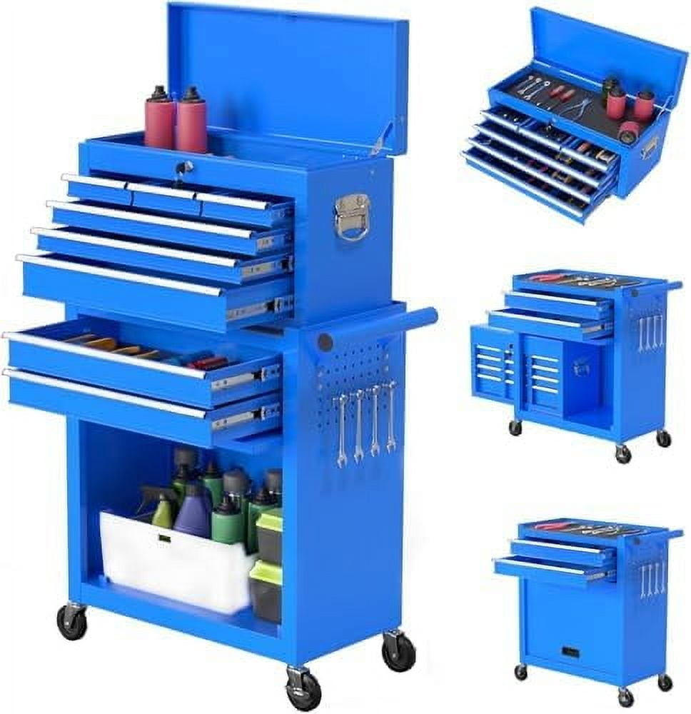 High Capacity Rolling Tool Boxes with Wheels and Drawers, 8-Drawer Storage Cabinet,Detachable ...