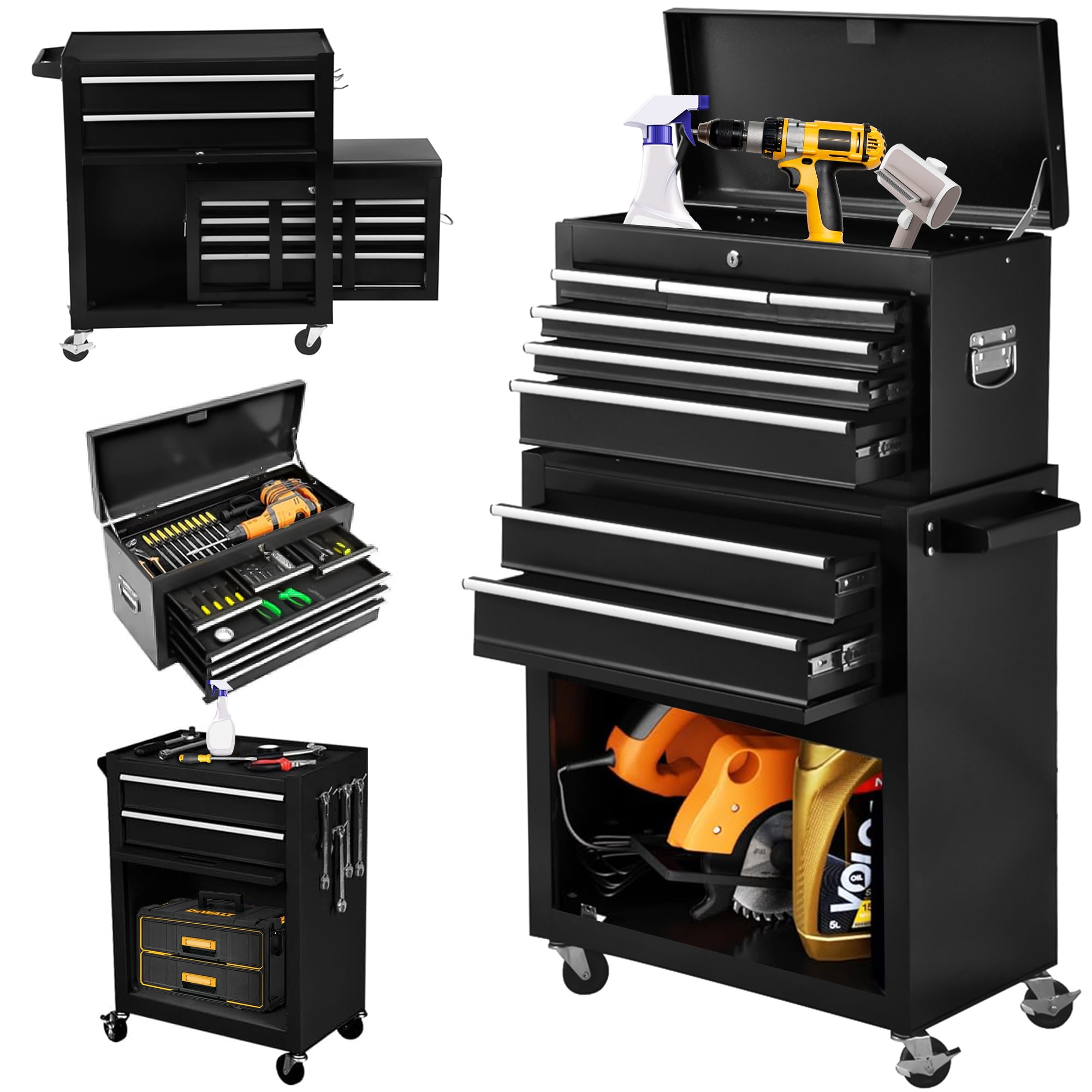 High Capacity Rolling Tool Chest with Wheels and Drawers, 8-Drawer Tool Storage Cabinet ...
