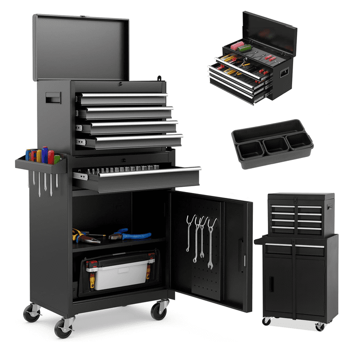 Tool Chest, 5-Drawer Rolling Tool Storage Cabinet with Detachable Top ...