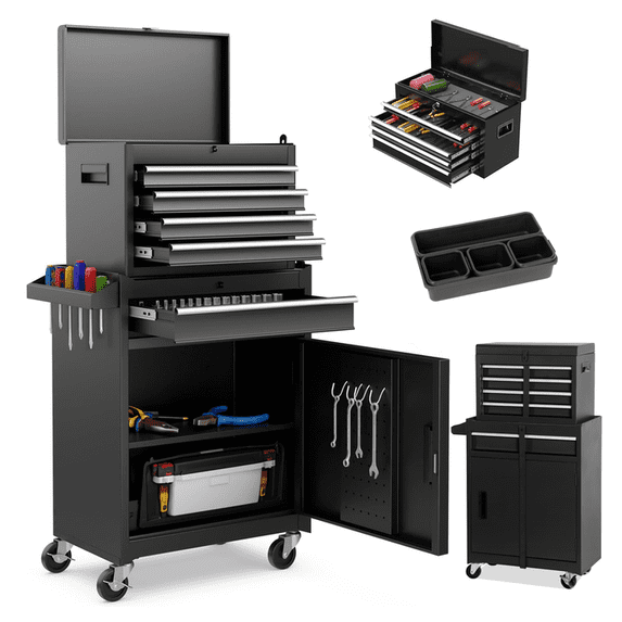 Tool Chest, 5-Drawer Rolling Tool Storage Cabinet with Detachable Top ...