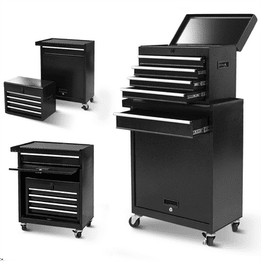 Tool Chest, 5-Drawer Rolling Tool Storage Cabinet with Detachable Top Tool Box, Liner, Universal ...