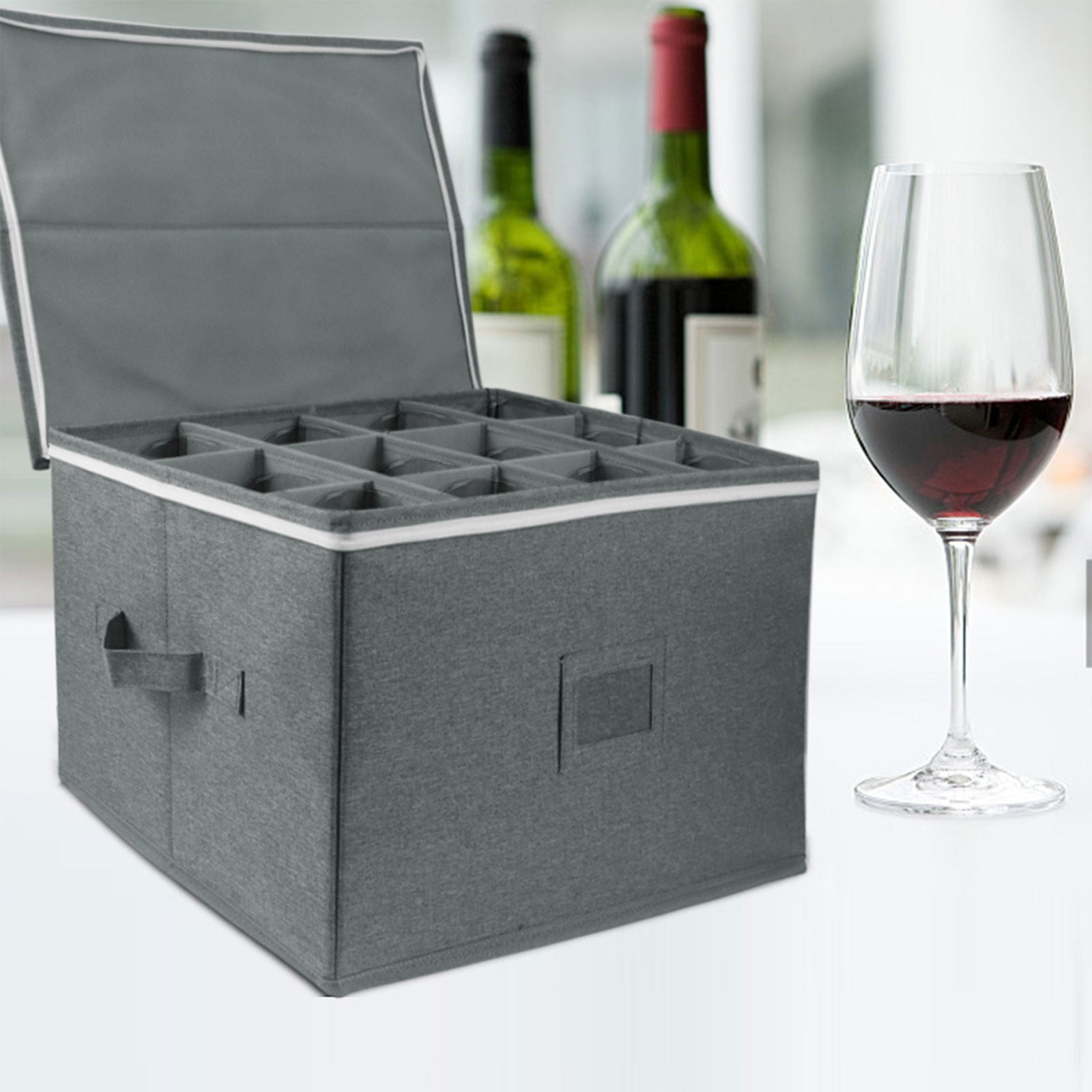 High Capacity Storage Box,Wine Glass Organizer,Adjustable Dividers ...