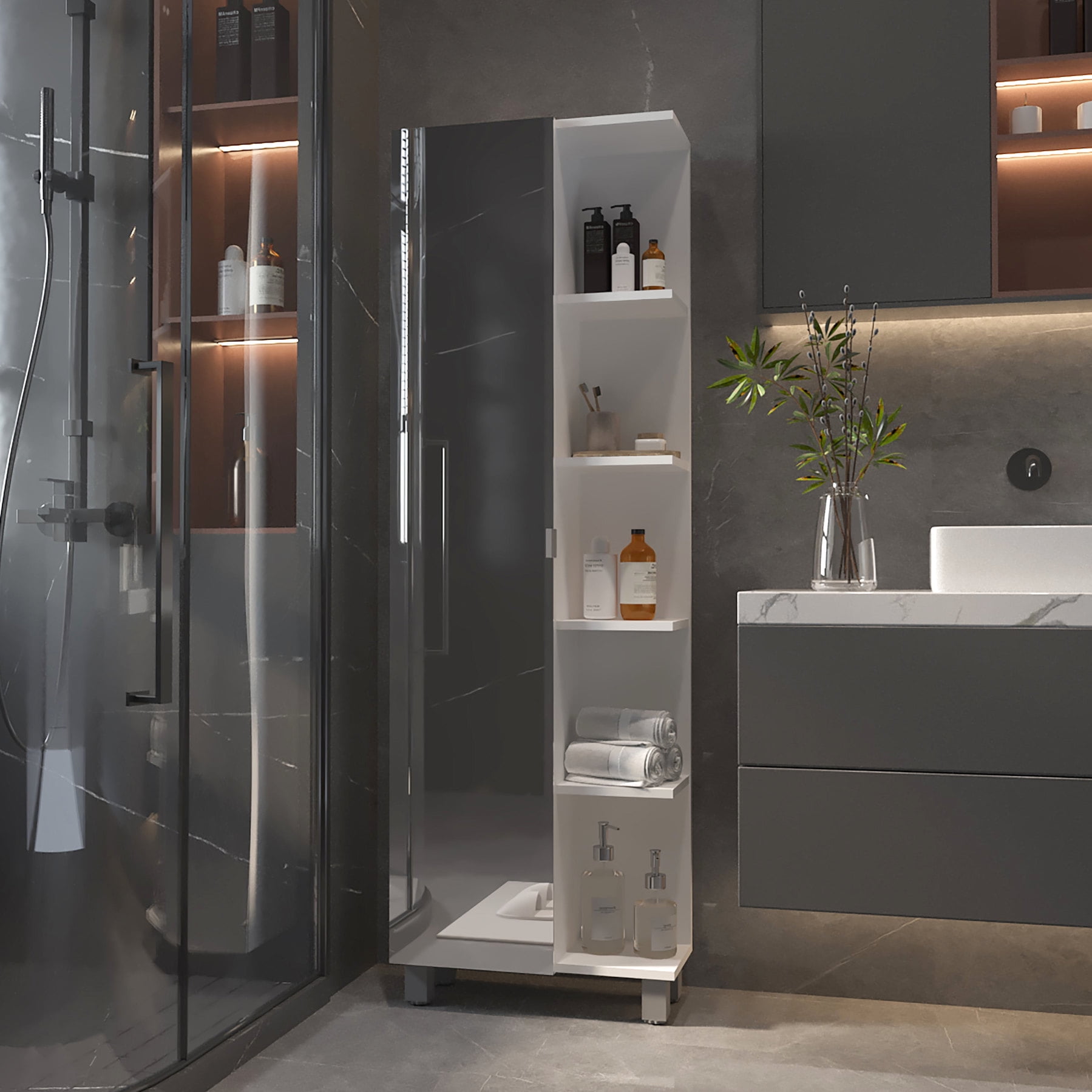 High - Capacity Storage + Modern Aesthetic - Bathroom Renovation ...