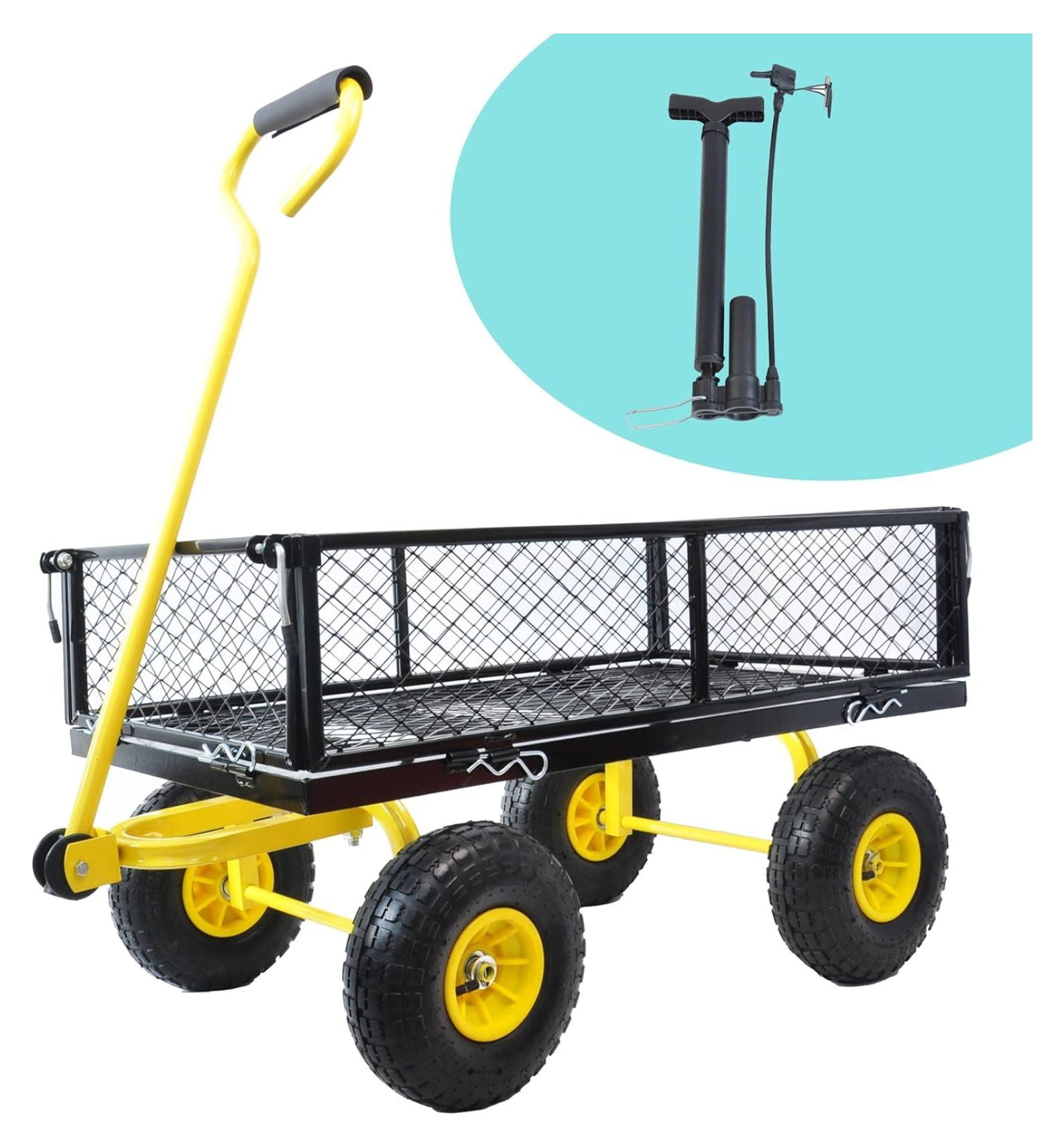High-Capacity Wheelbarrow and Cart with Removable Sides, Versatile Utility & Garden Wagon Can ...