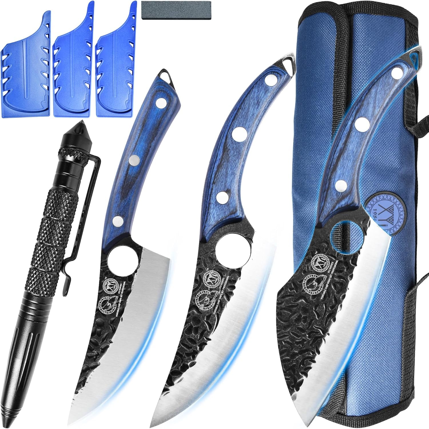 High-Carbon Steel Forged Blades Kitchen Knife Set with Chef's Knife ...