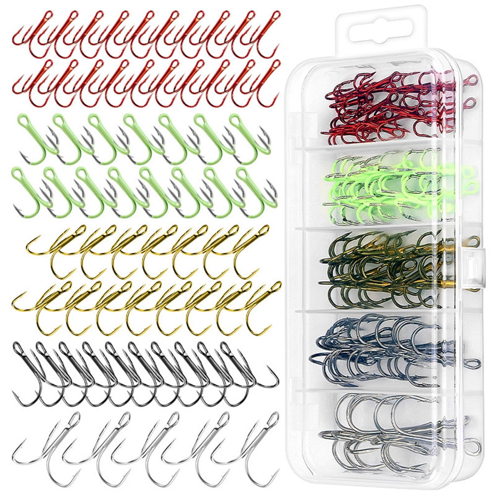 High Carbon Steel Treble Hook 5 Colors Barbed Sharp Triple Hook Triple ...