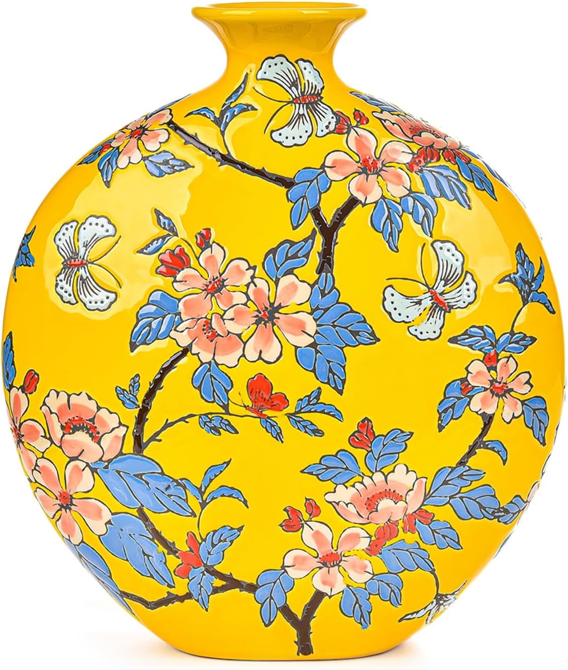 High-Class Enamel Painted Porcelain Vase, Traditional Hand-Carved ...