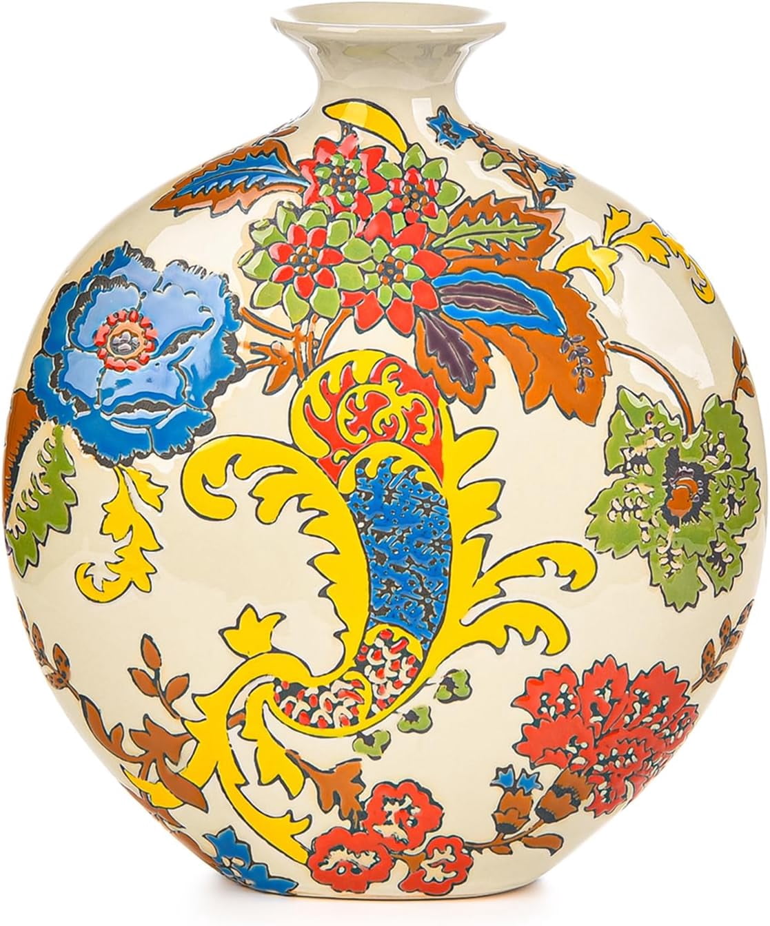 High-Class Enamel Painted Porcelain Vase, Traditional Hand-Carved ...