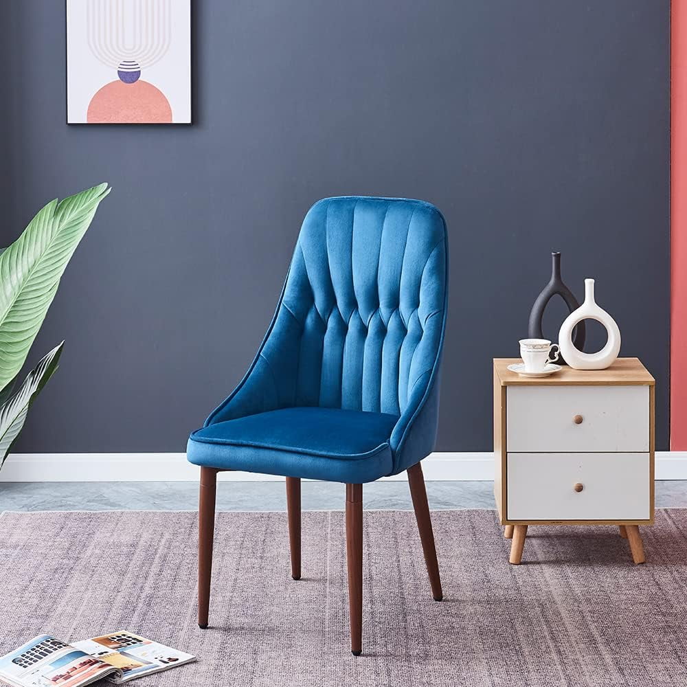 High Class Tall Back Arm Velvet Upholstered Chair with Metal Legs for ...