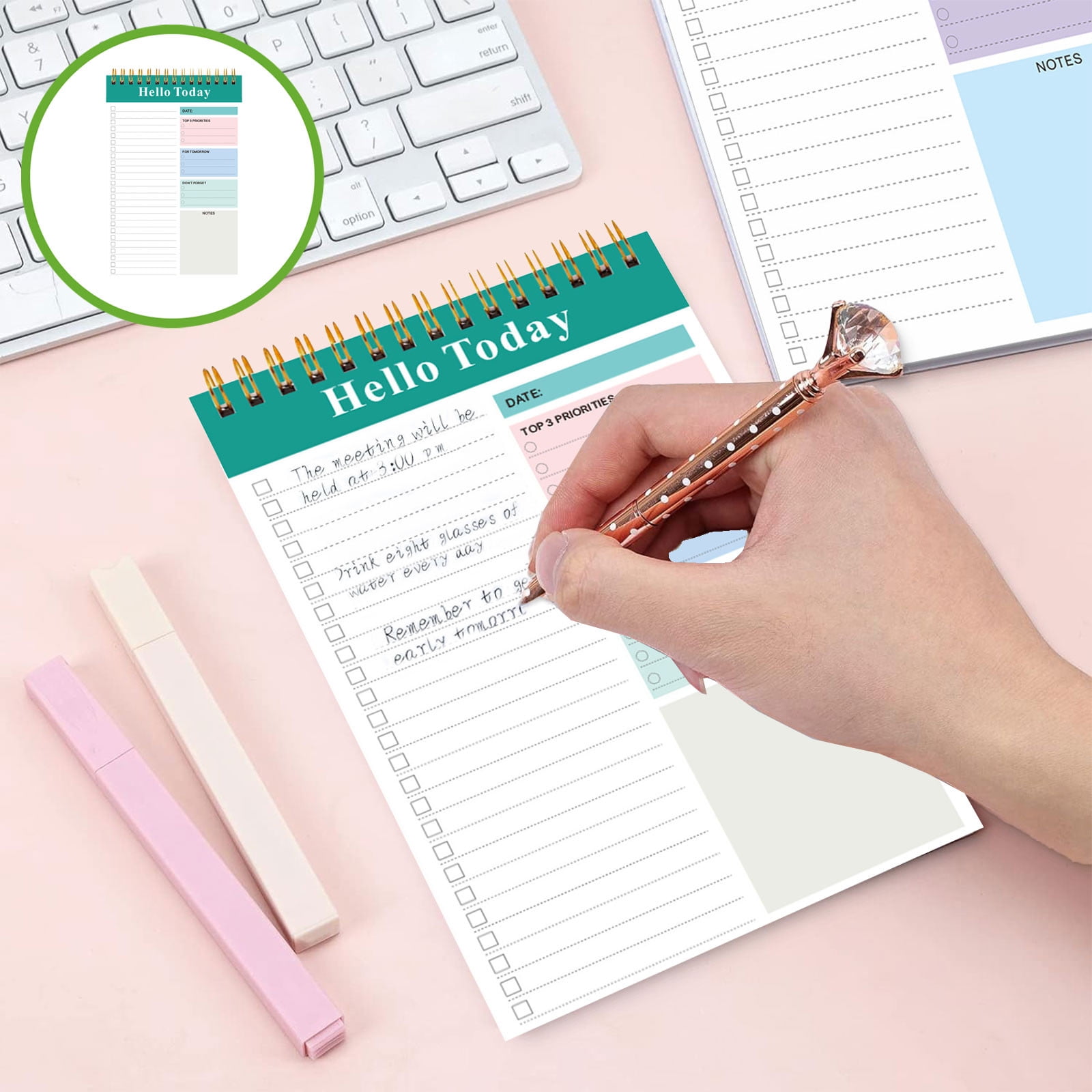 High Color A5 Coil Daily Planner,52 Pages Sticky Notes,Portable Study ...