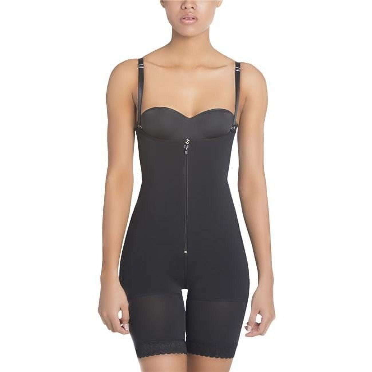High Compression Braless Mid-Thigh Minimizer Bodysuit-Black-M - Walmart.com