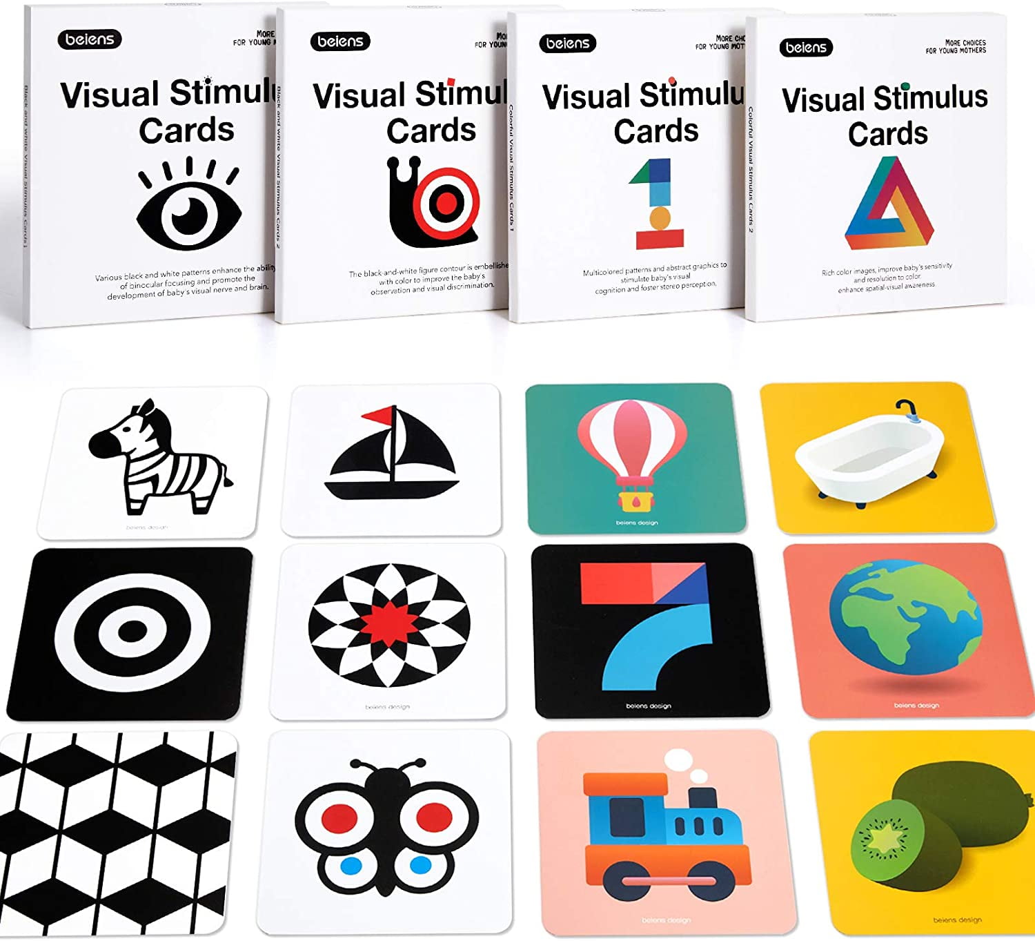 High Contrast Baby Flashcard, 80 Pcs 160 Page Black White Colorful ...