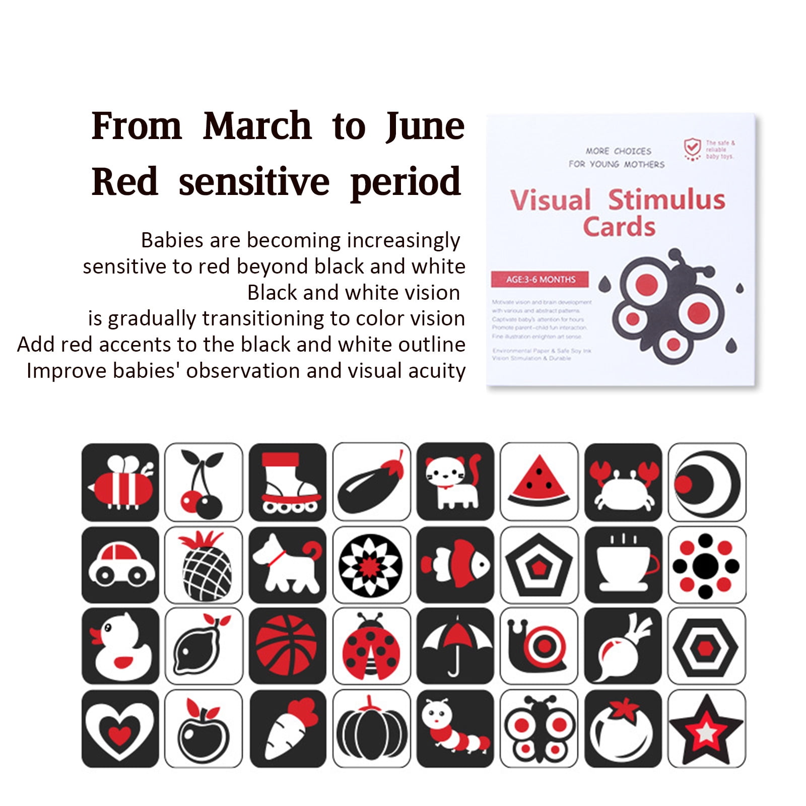 High Contrast Baby Flashcards, Contrast Cards for Infants 0-6 Months ...