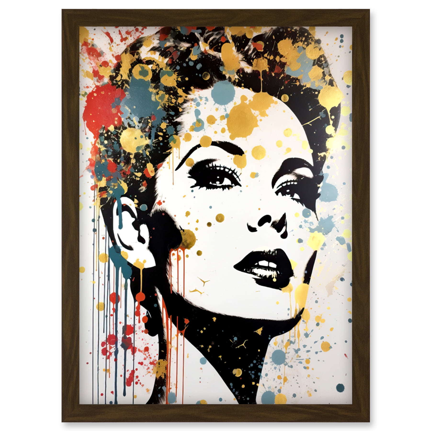 High Contrast Female Retro Portrait Gold Red Yellow Splat Paint Teen ...