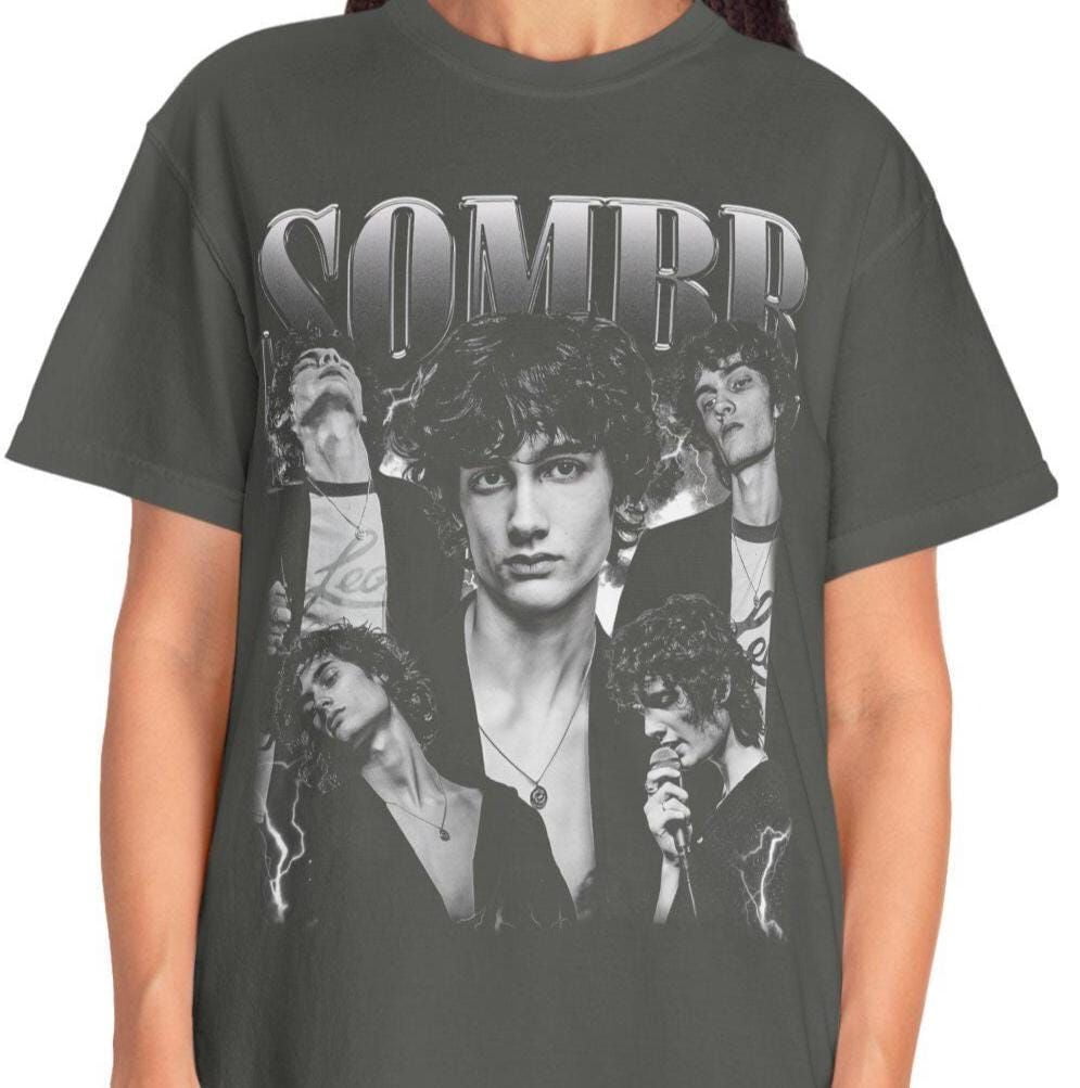 High-Contrast Portrait Poster Graphic Tee with Bold Text Layout and ...