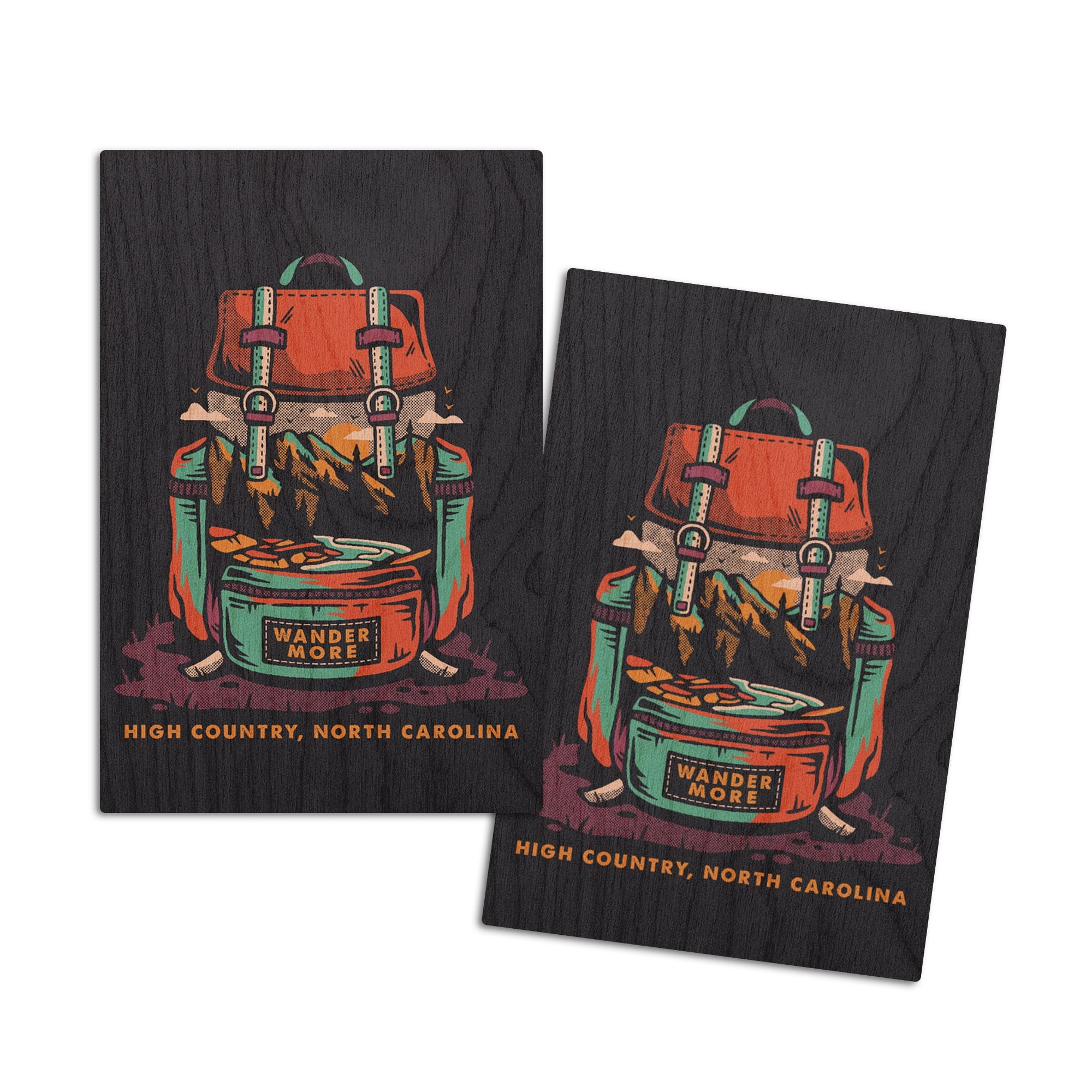 High Country, North Carolina, Distressed Vector, Backpack (4x6 Birch ...