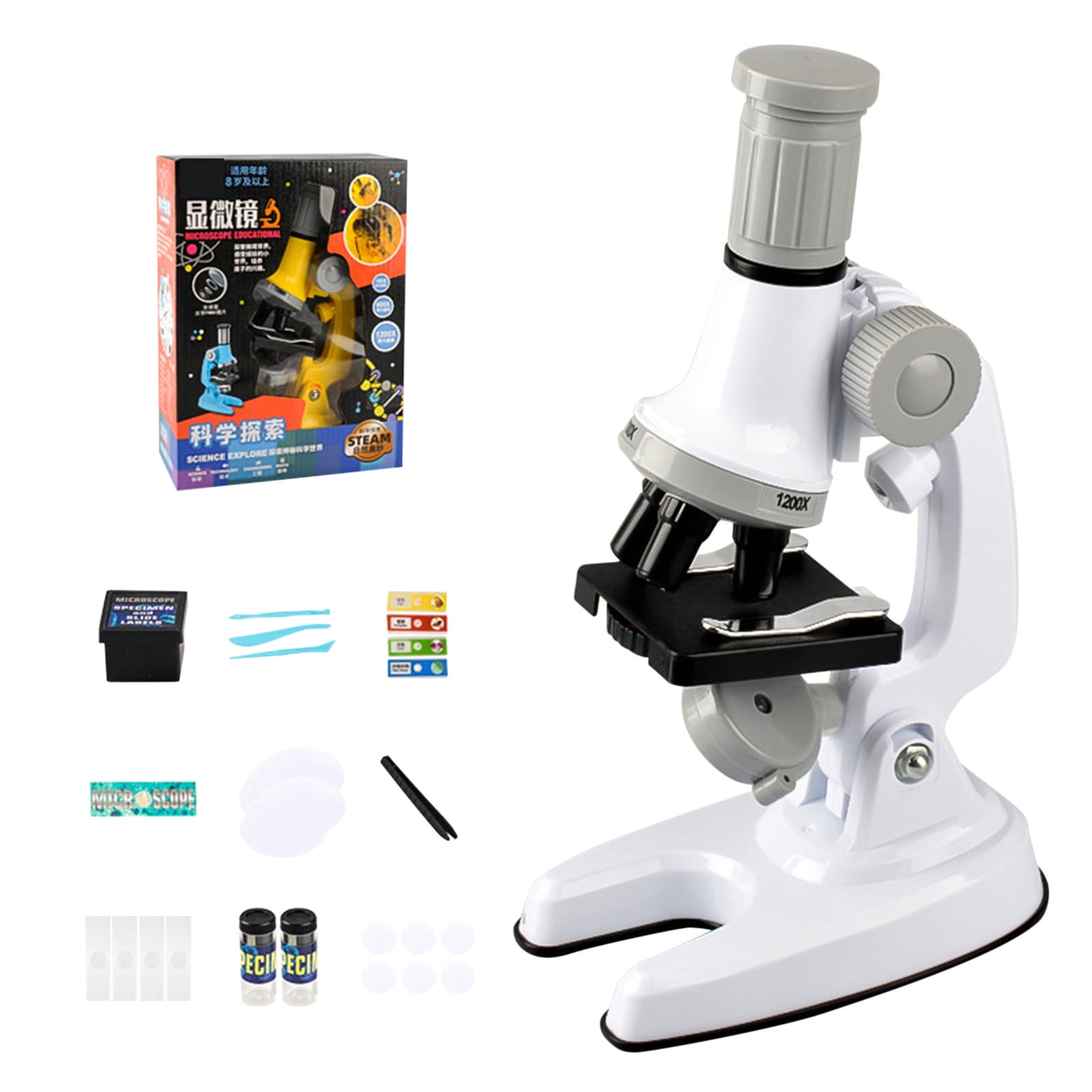 High Definition Childrens Microscope Clear Imaging Dual Light Sources 3 ...