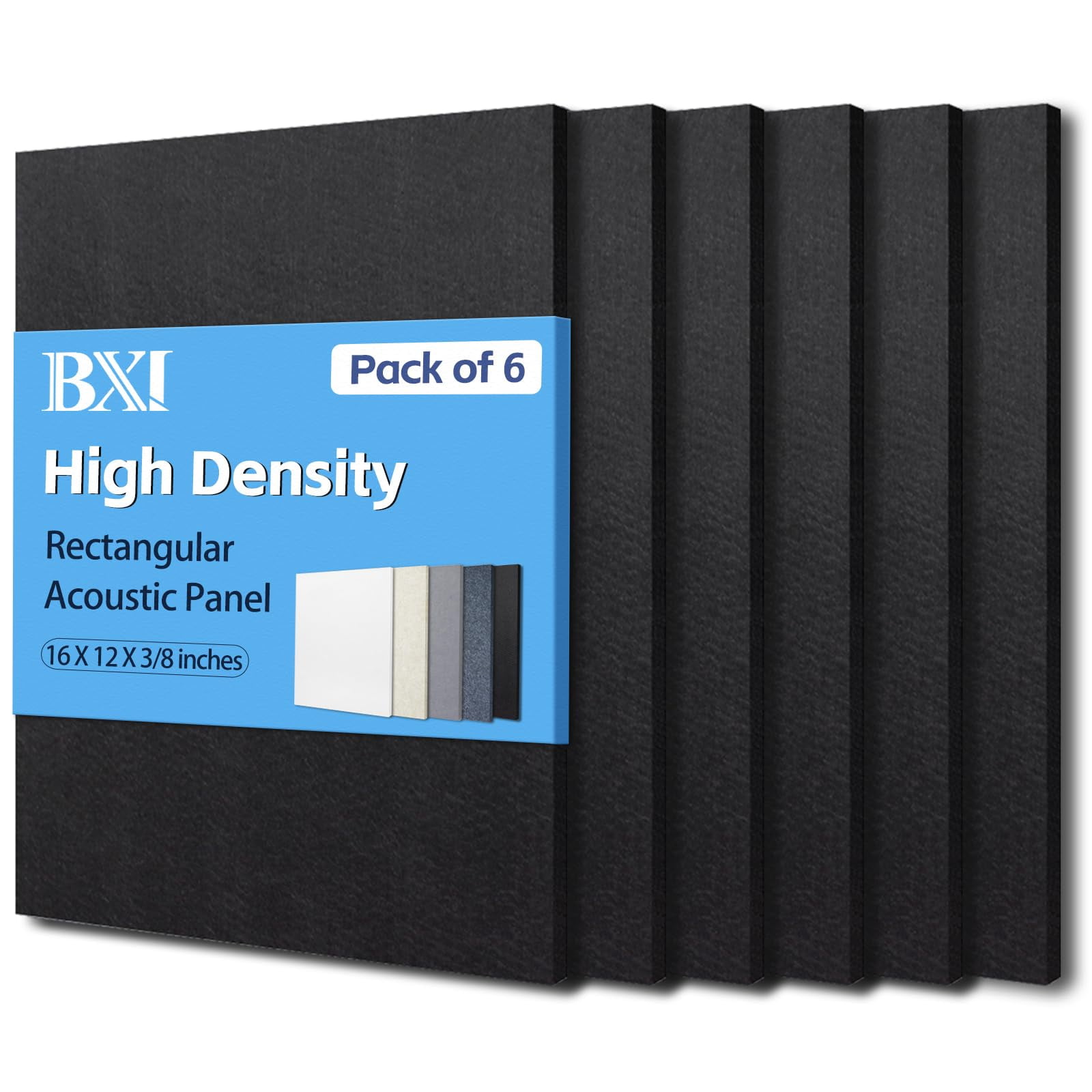 High Density Acoustic Panels 6 Pack 16x12x3/8 Inches Sound Absorbing ...