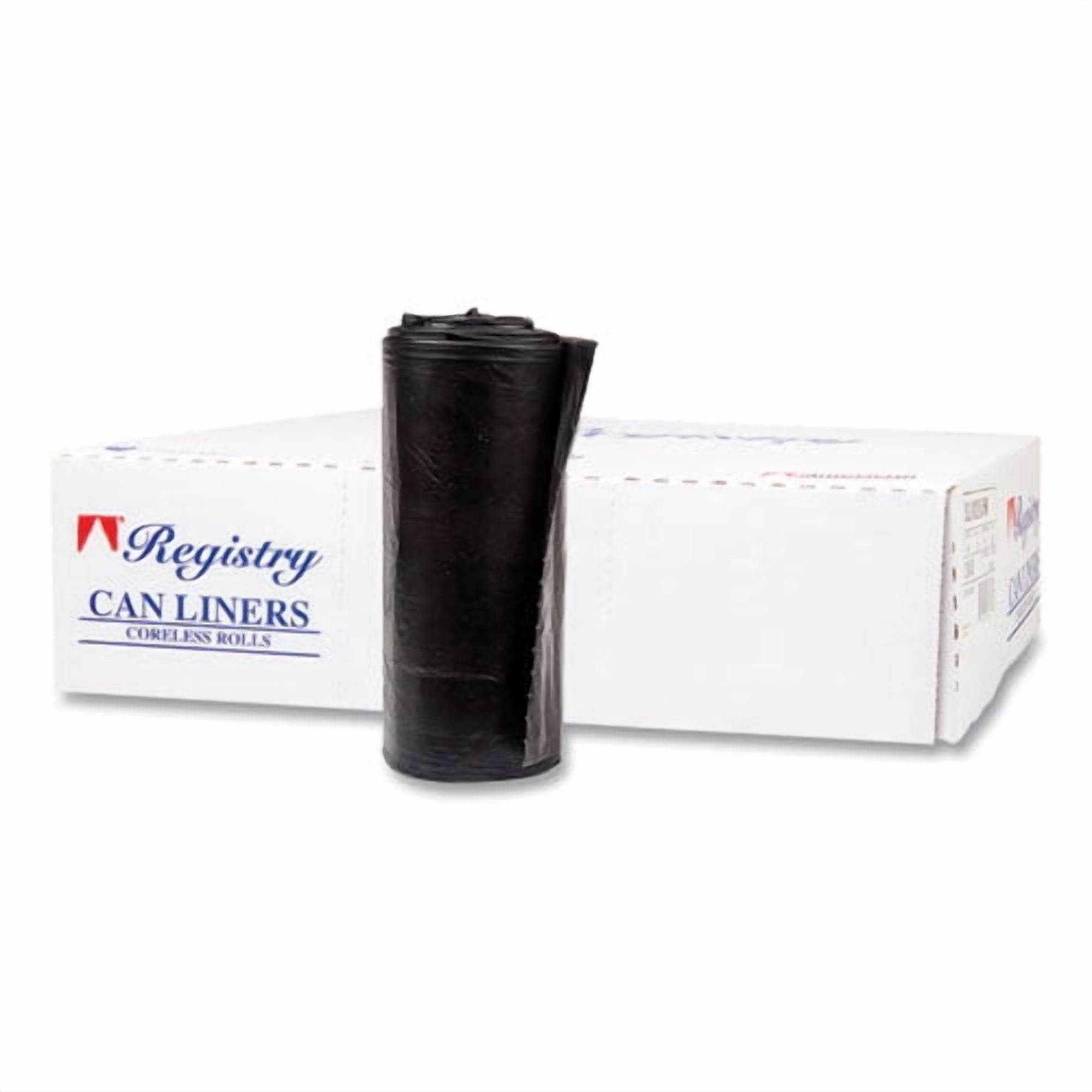 High-Density Commercial Can Liners, 60 gal, 17 mic, 38" x 60", Black ...